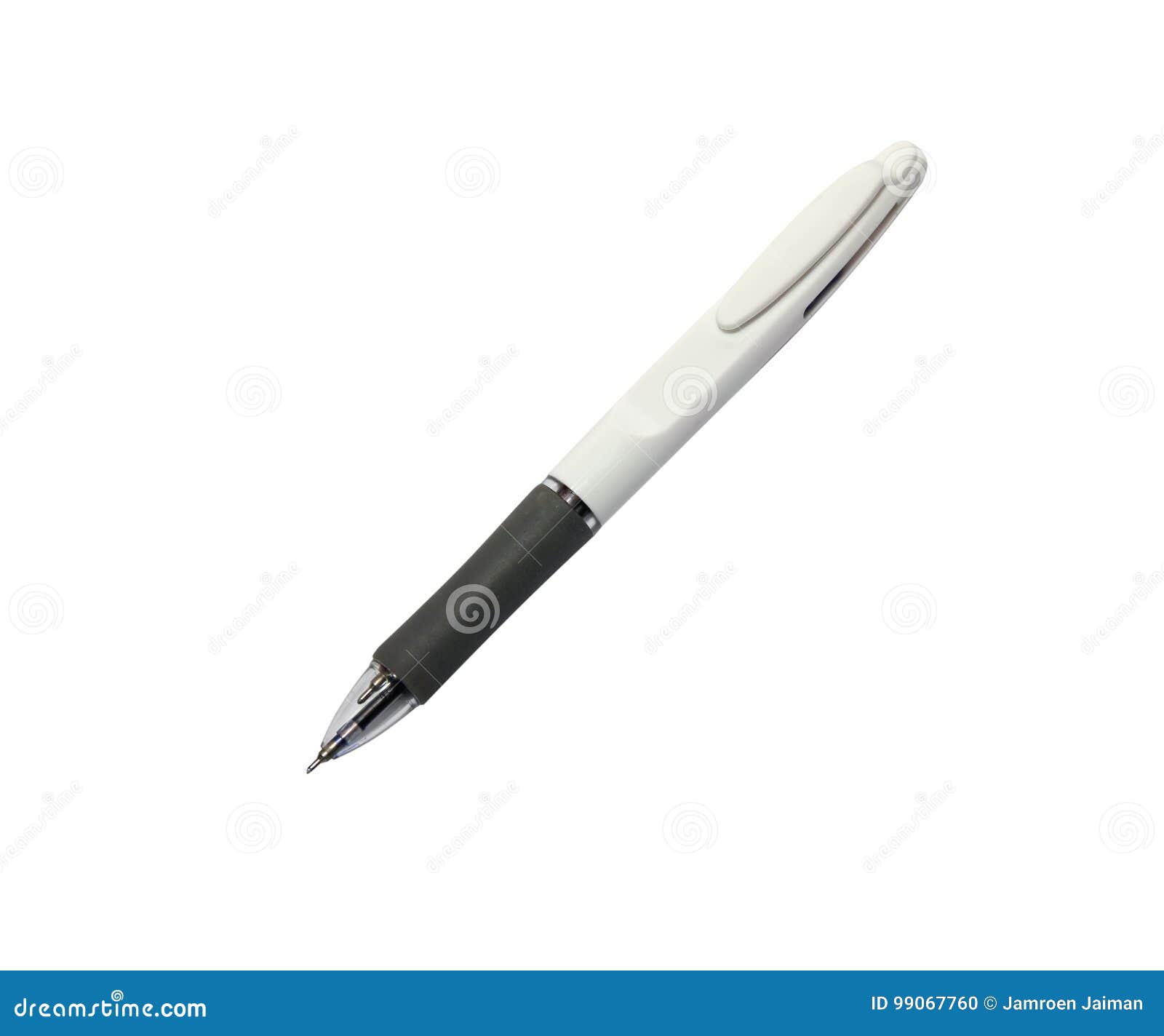 White Ballpoint Pen Isolated on White. Stock Photo - Image of ball ...