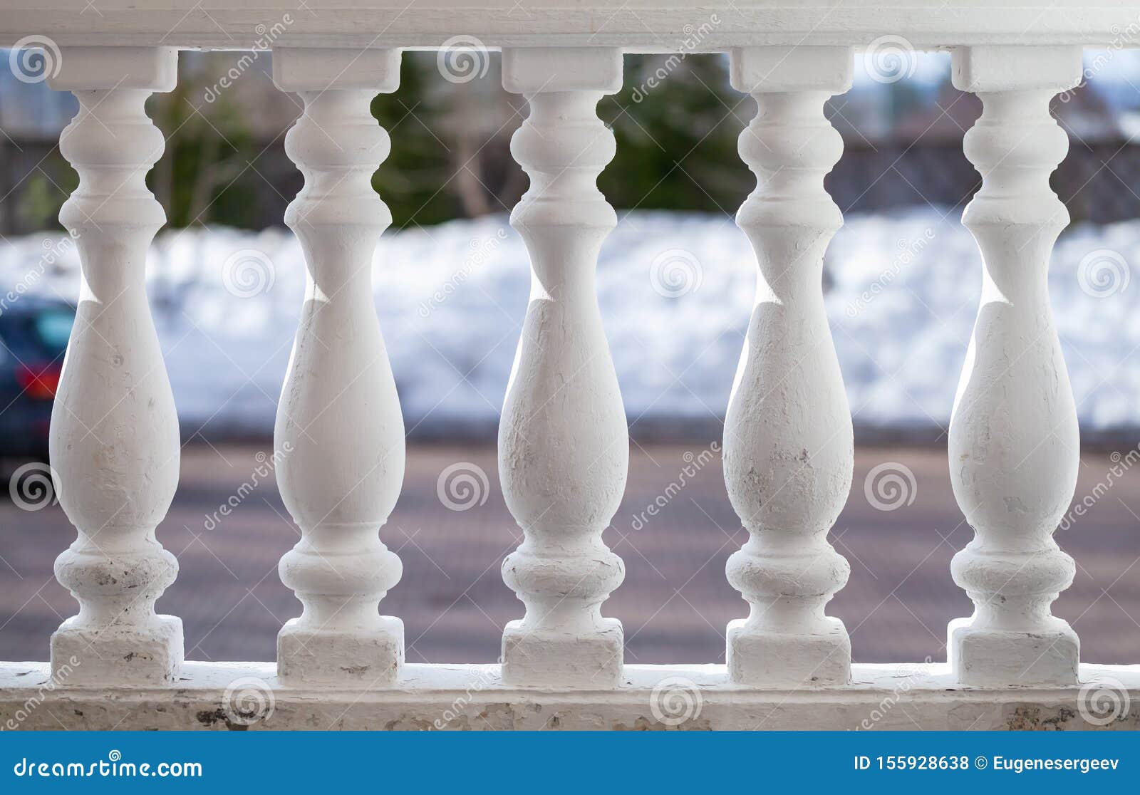 White Balusters in a Row, Classic Handrails Stock Photo - Image of ...