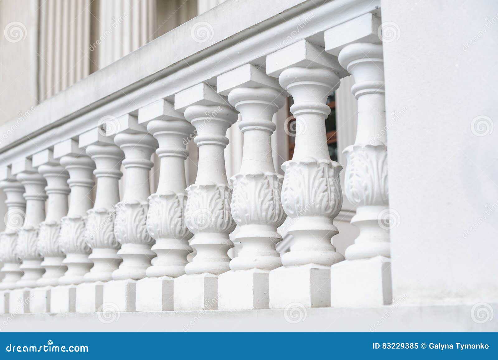 White Balustrade On The Restored Facade Of The Building Stock Image ...