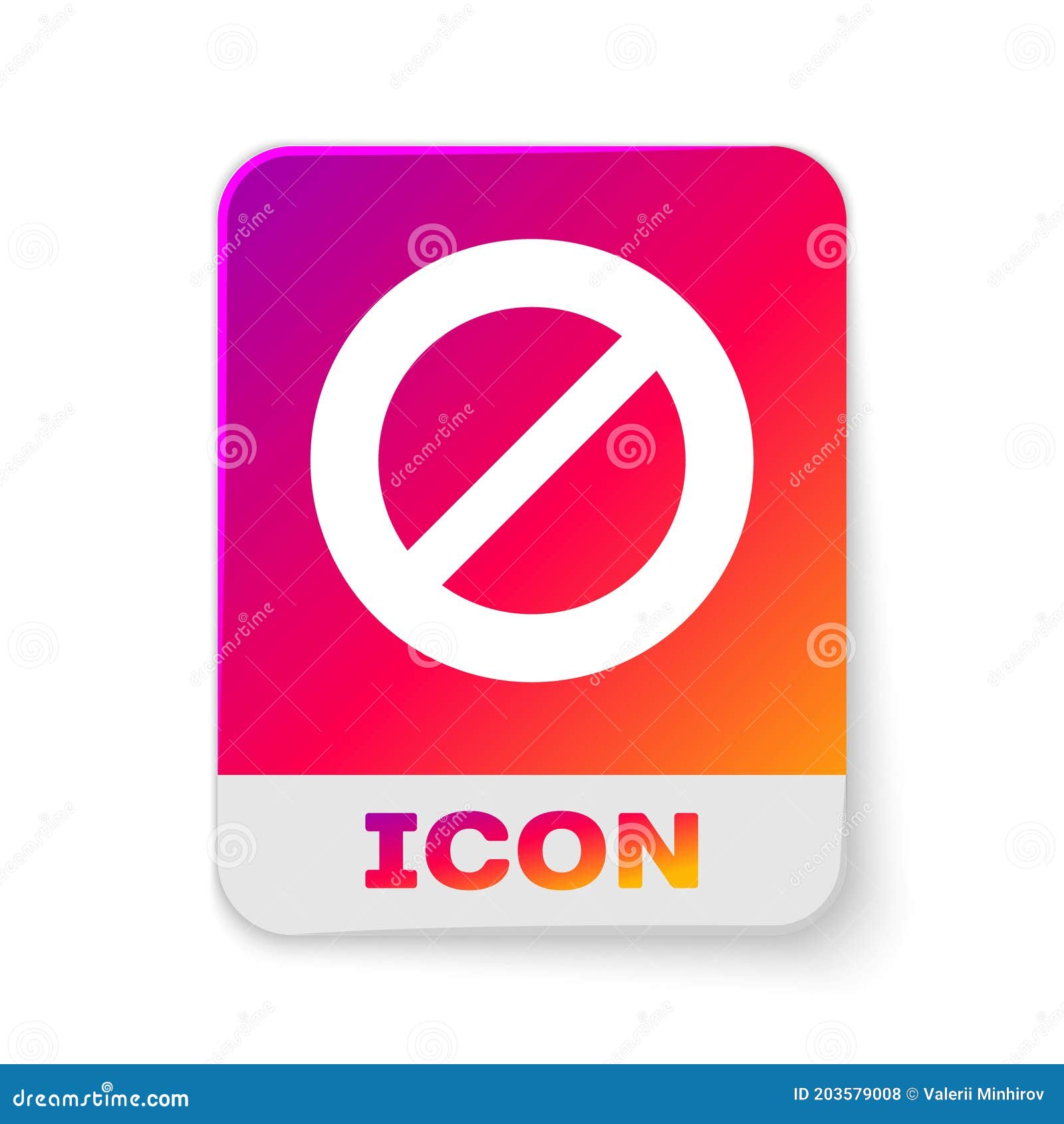 White Ban Icon Isolated on White Background. Stop Symbol. Rectangle ...