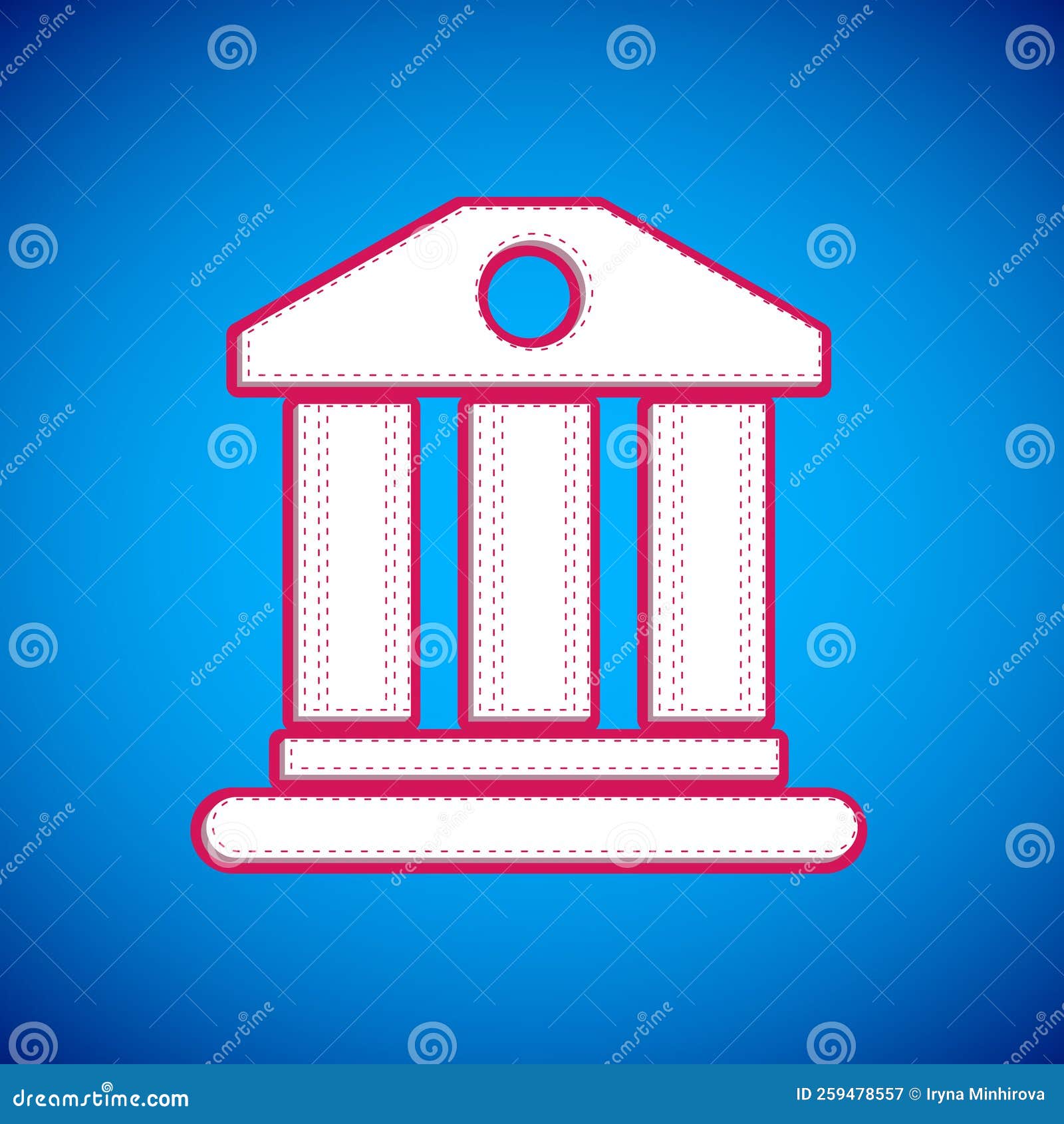 White Bank Building Icon Isolated on Blue Background. Vector Stock ...
