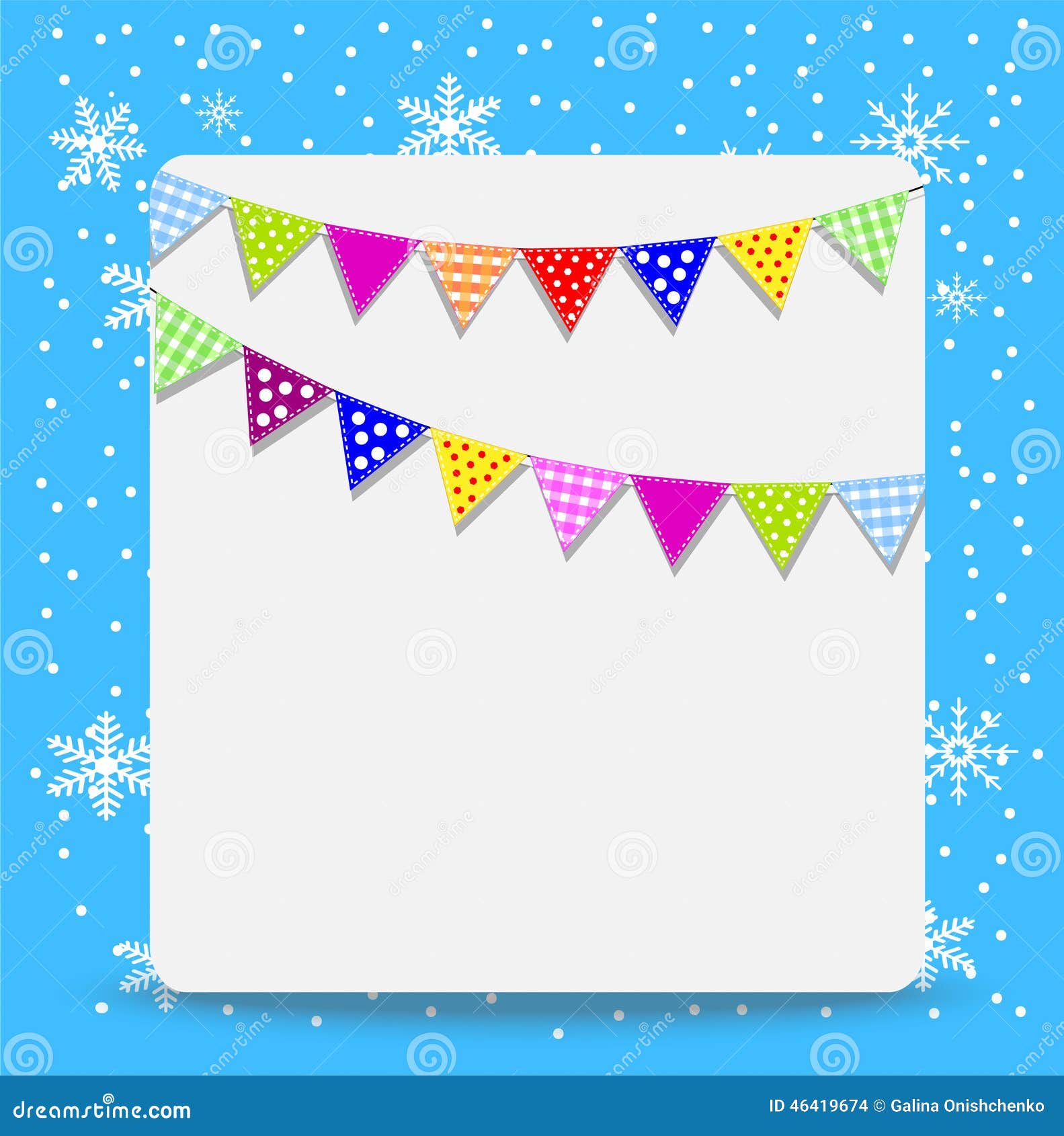 White Banner and Festive Garland Stock Vector - Illustration of bright ...
