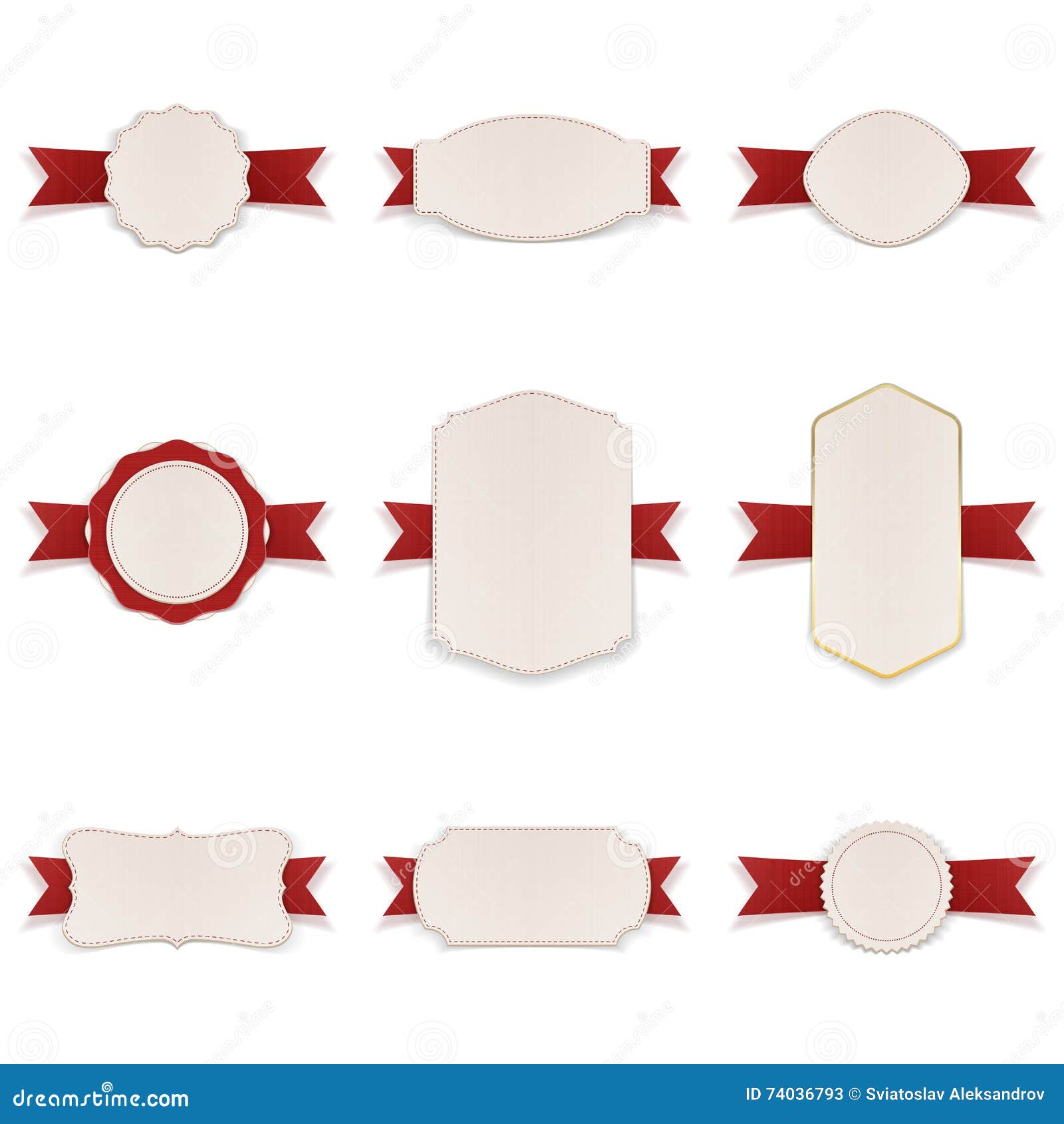 White Banners with Red Ribbons Set Stock Vector - Illustration of ...