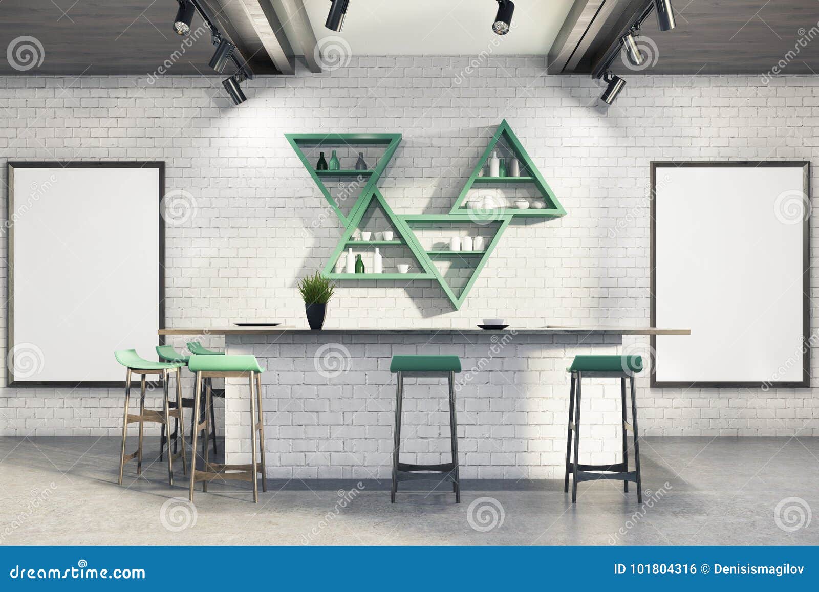 White Bar Interior, Stand, Posters Stock Illustration - Illustration of ...