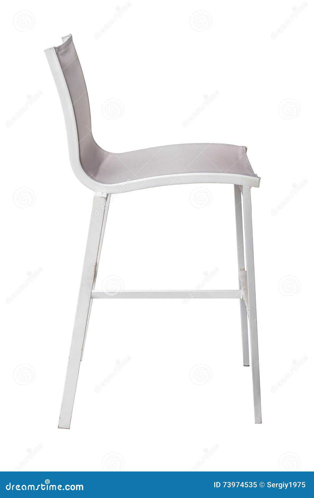 White Bar Stool with Back Isolated on White Background Stock Image ...