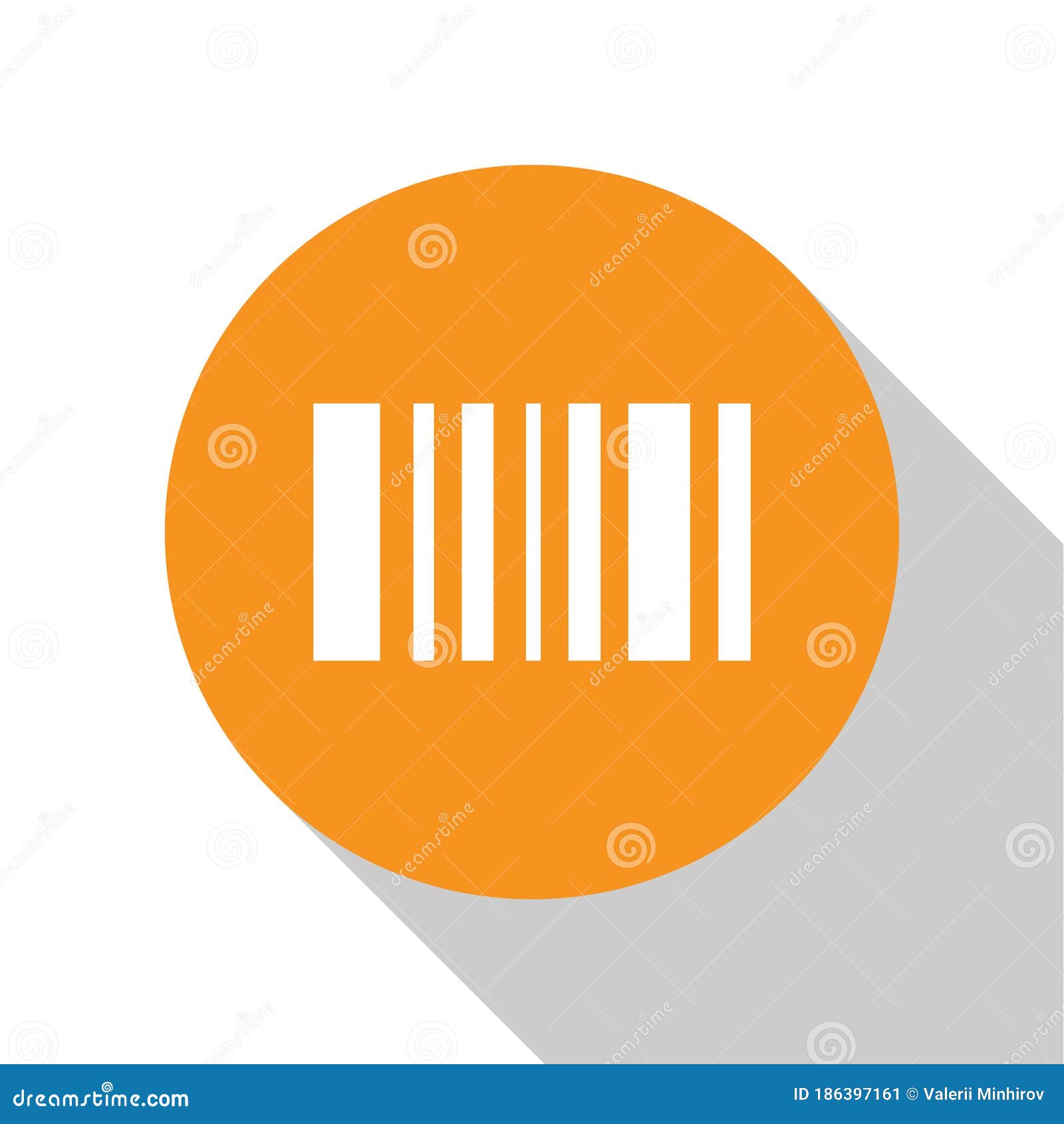 White Barcode Icon Isolated on White Background. Orange Circle Button ...