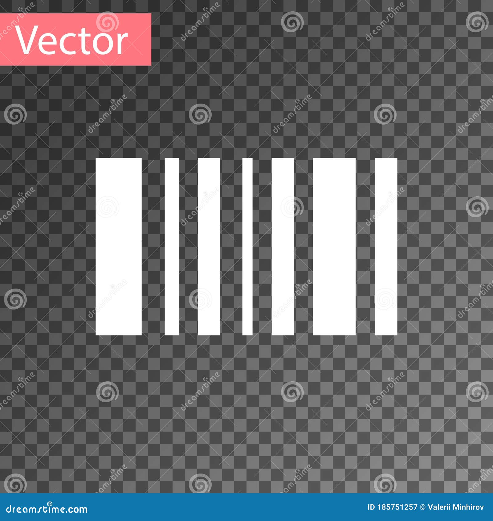 White Barcode Icon Isolated on Transparent Background. Vector ...