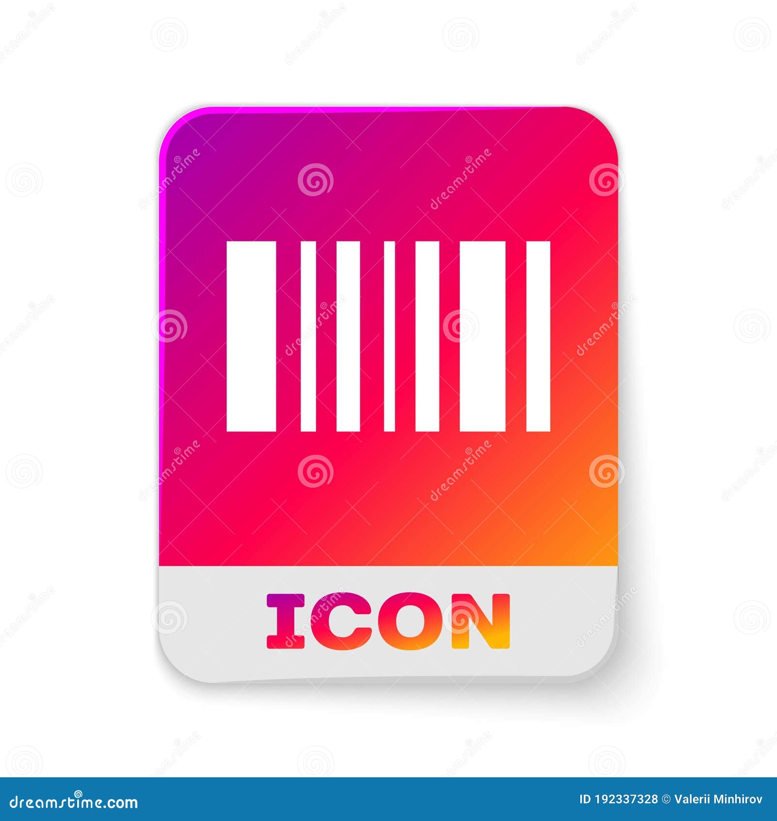 White Barcode Icon Isolated on White Background. Rectangle Color Button ...