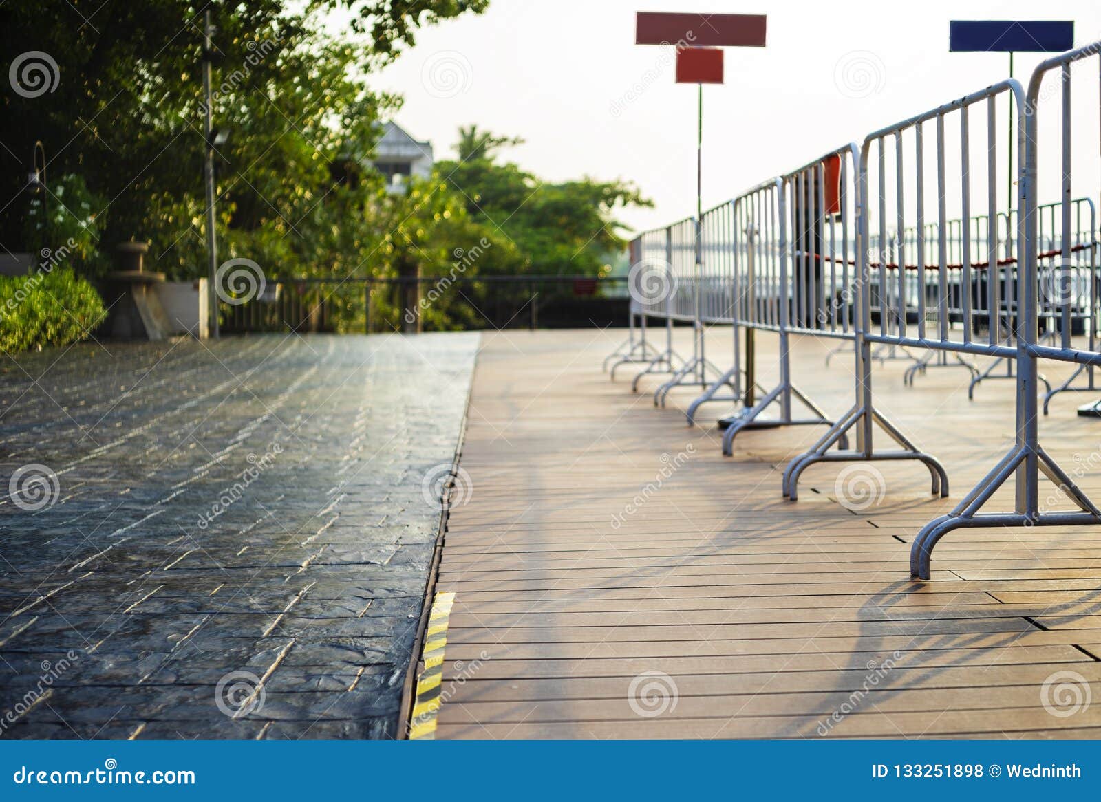 Red And White Barricade Tape Defining Border Of Restricted Area Of ...