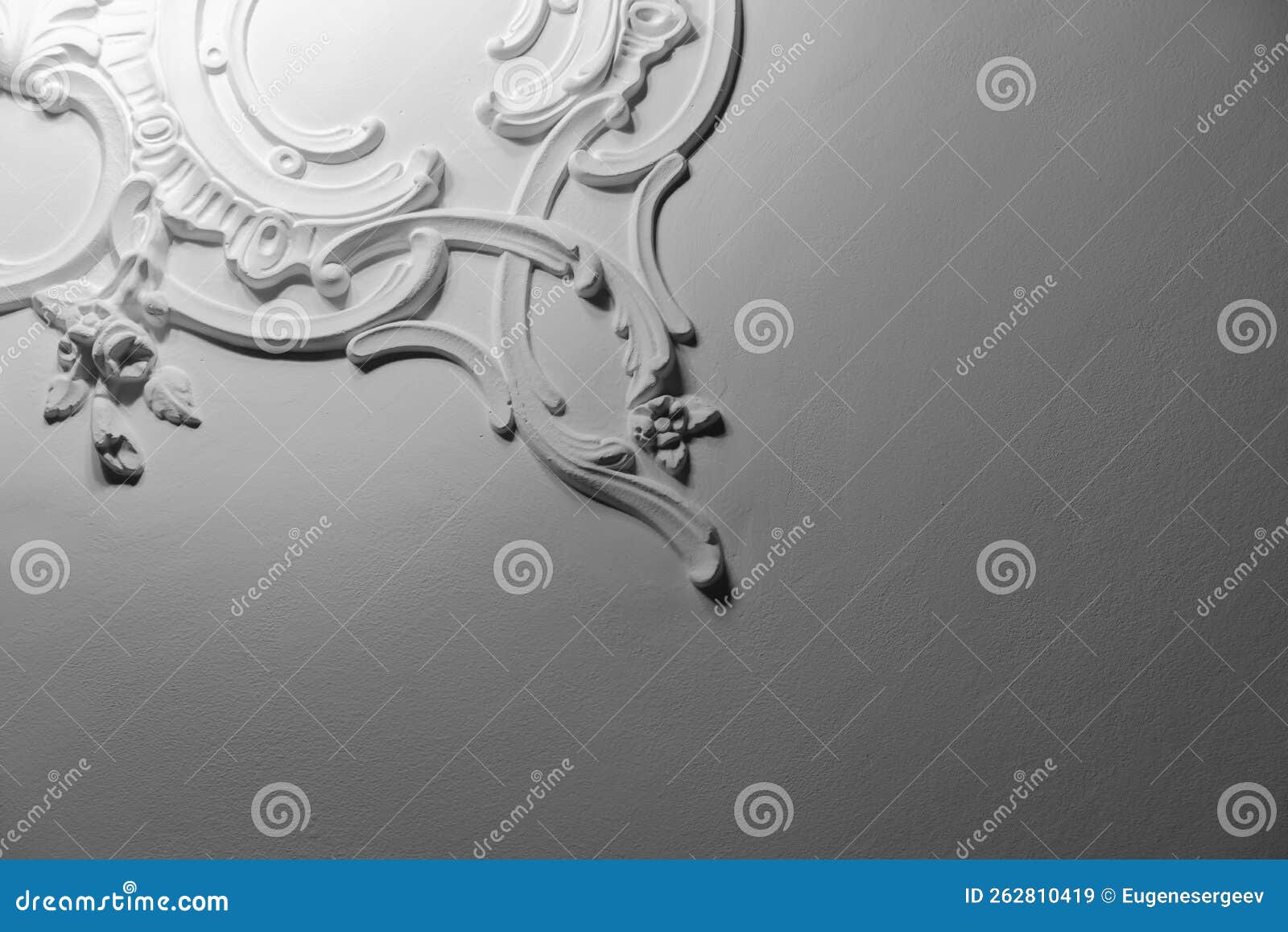 White Bas-relief Ceiling Design Details in Rococo Style Stock Image ...