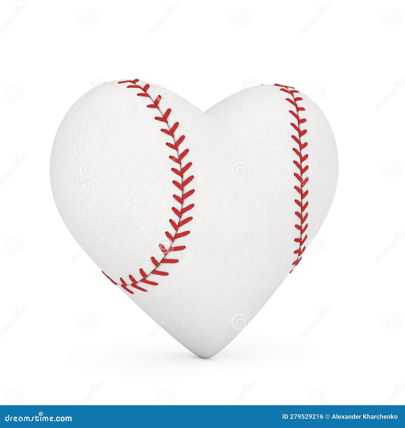 White Baseball Ball in Shape of Heart. 3d Rendering Stock Illustration ...