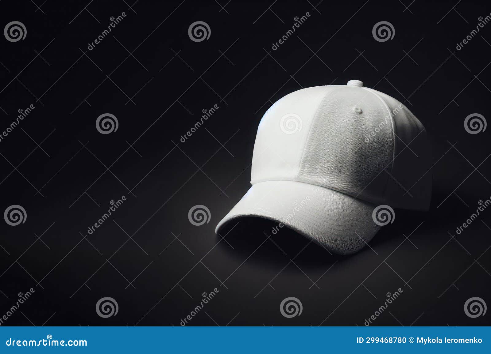 White Baseball Cap on a Dark Background. Place for Text. Stock ...