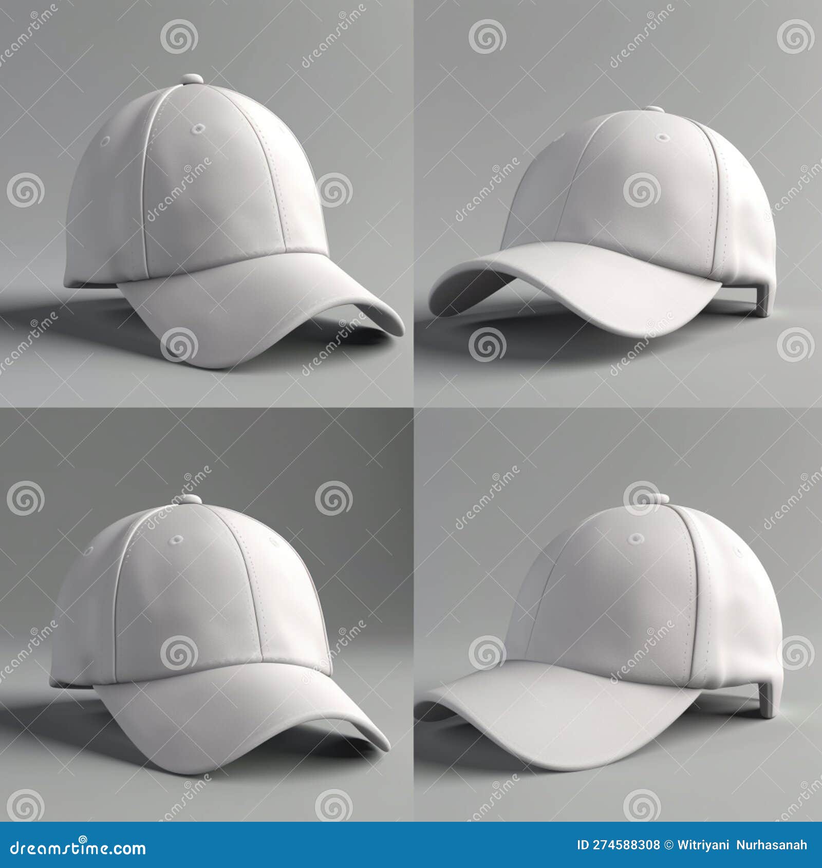 White Baseball Cap in Four Different Angles Views. Mock Up Stock Photo ...