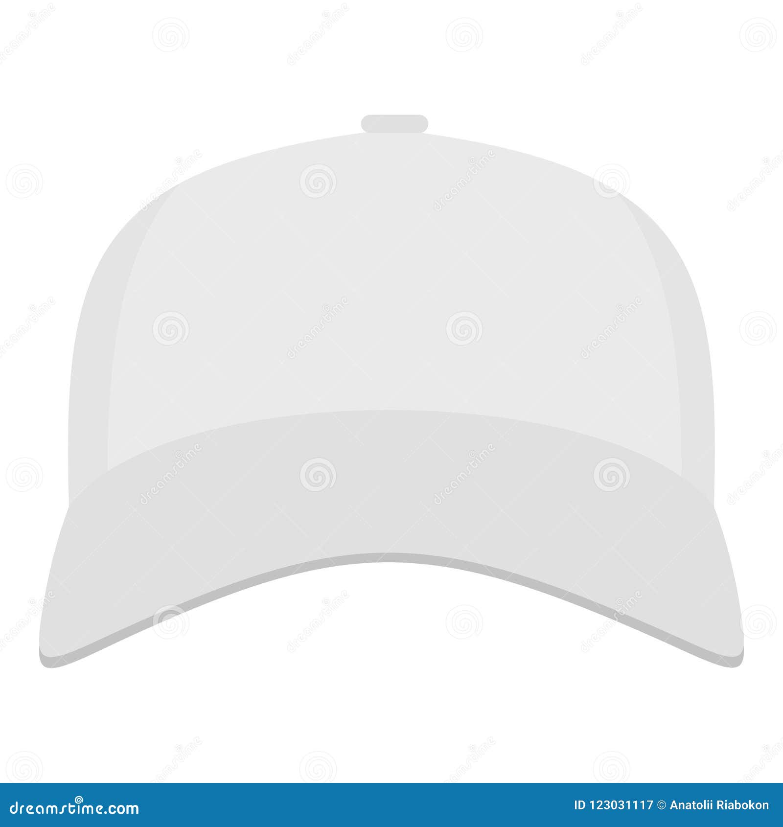 White Baseball Cap in Front Icon, Flat Style. Stock Illustration ...