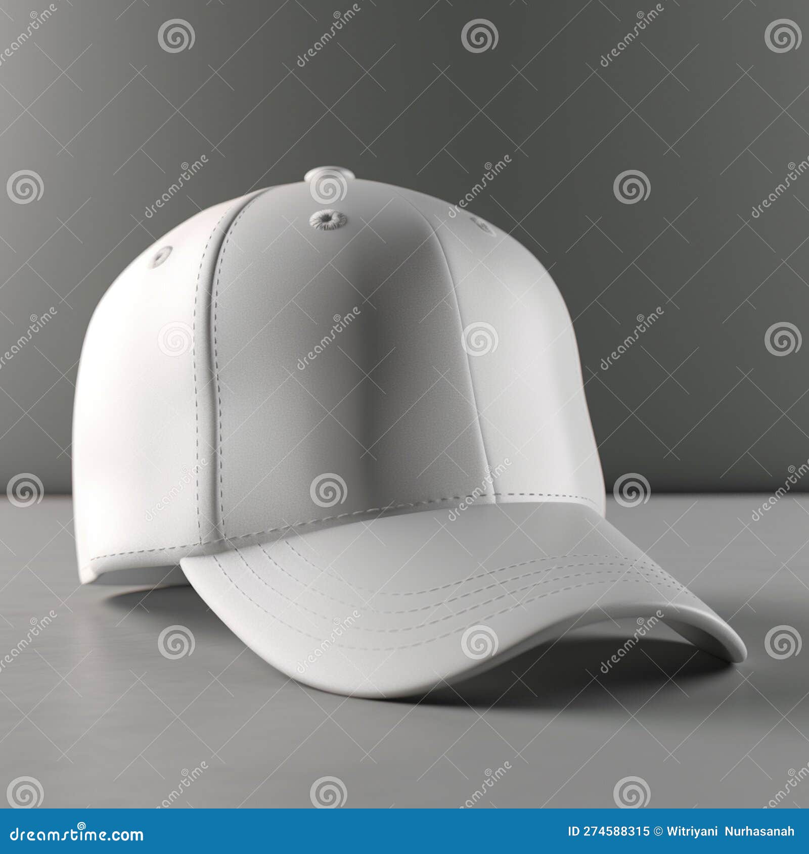 White Baseball Cap. Front View. Isolated on Gray Background Stock ...