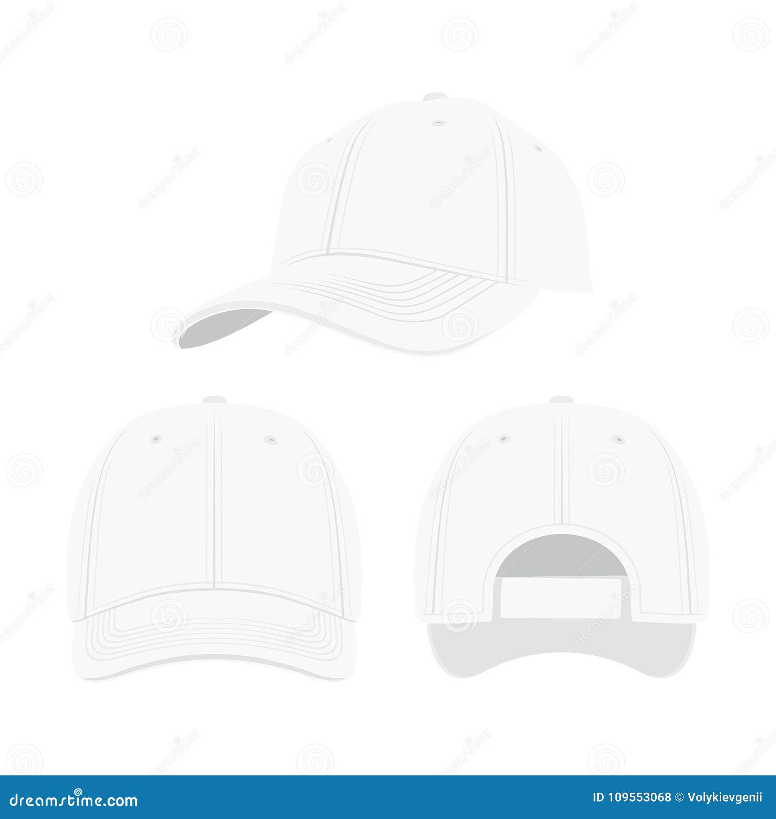White Baseball Cap Isolated on White Background Stock Vector ...