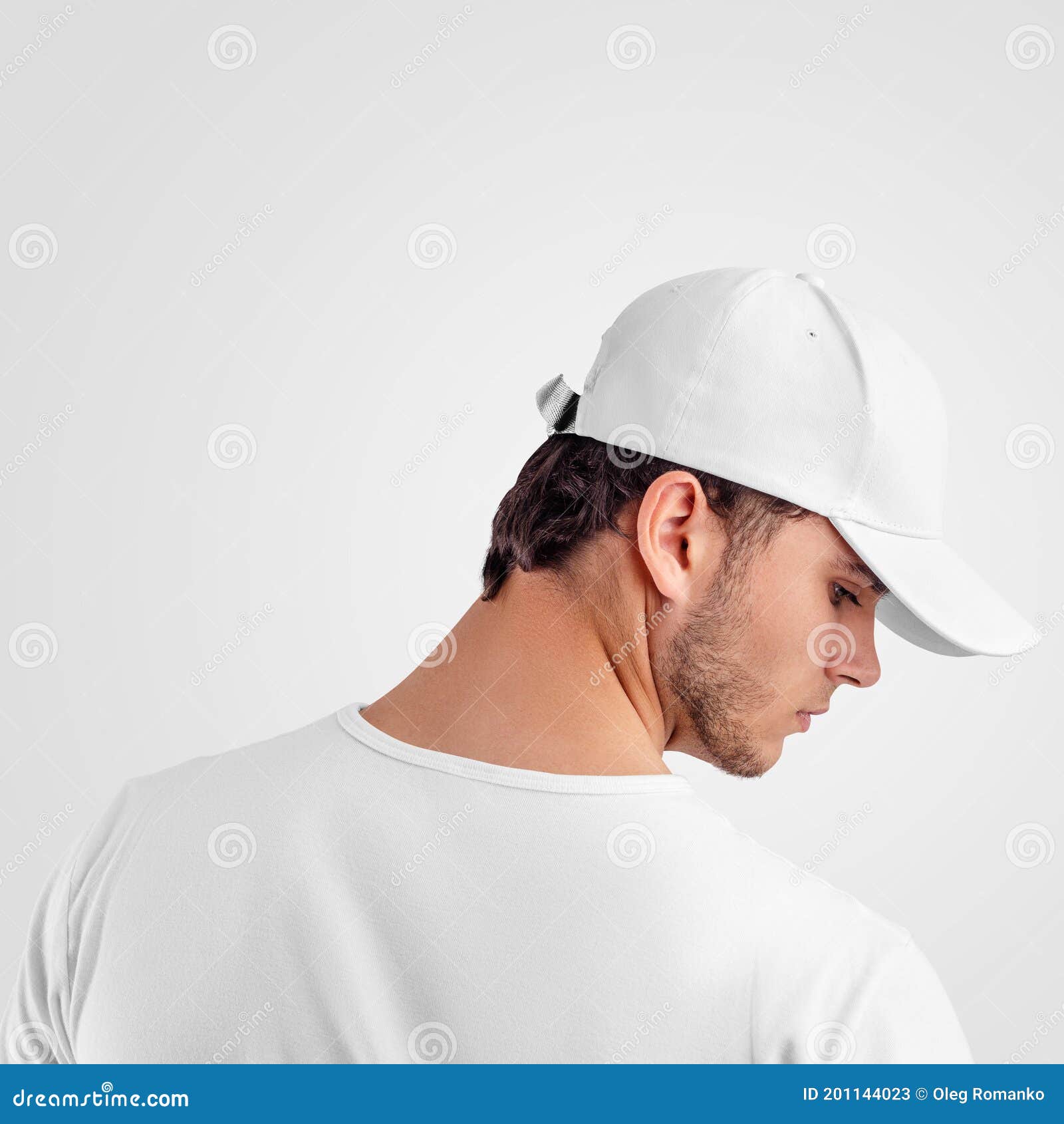 White Baseball Cap Template on Guy, Back and Side View, Sport Hat ...