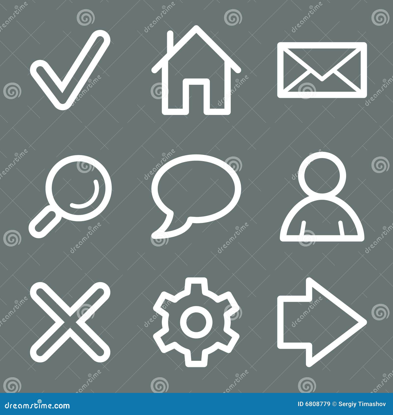 White basic web icons stock vector. Illustration of buttons - 6808779