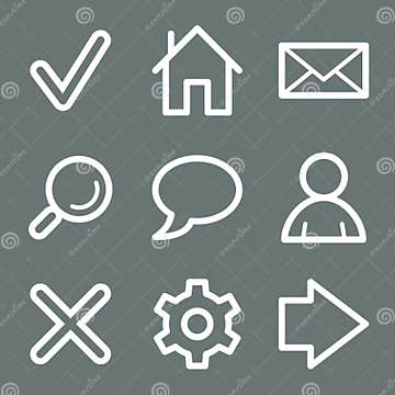 White basic web icons stock vector. Illustration of buttons - 6808779