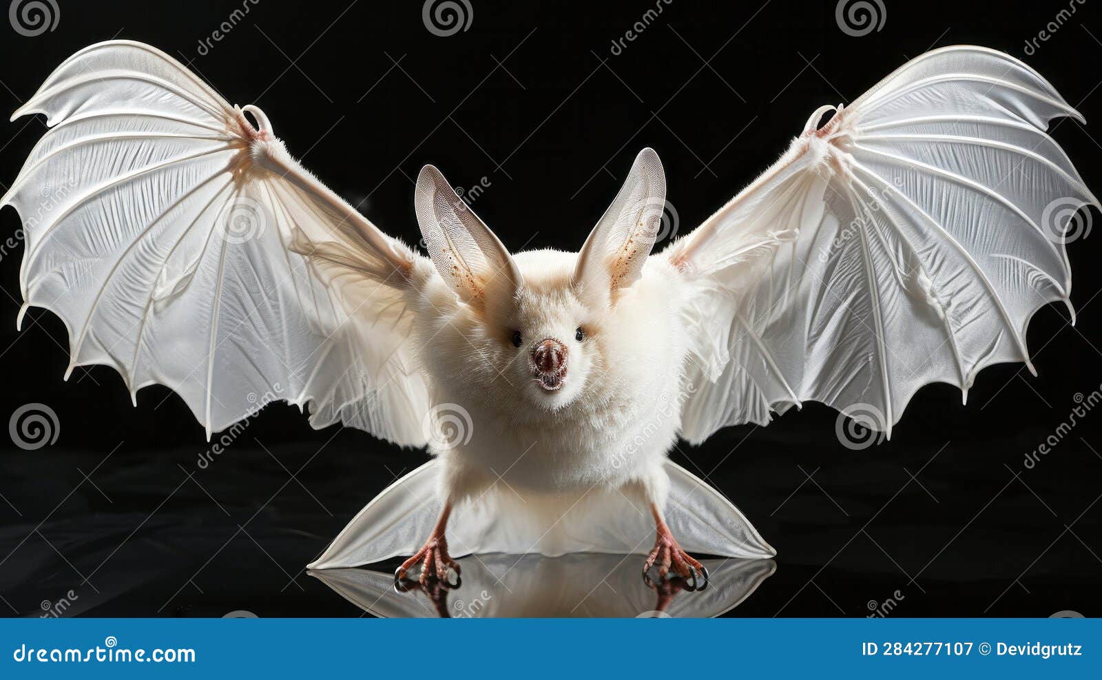 A White Bat with Wings Spread. Generative AI. Stock Image - Image of ...