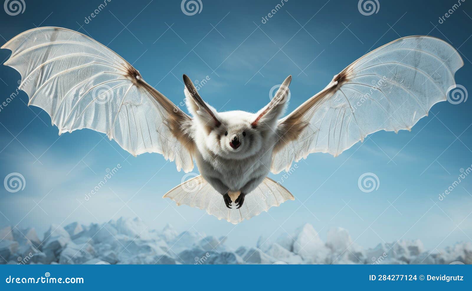 A White Bat with Wings Spread. Generative AI. Stock Photo - Image of ...