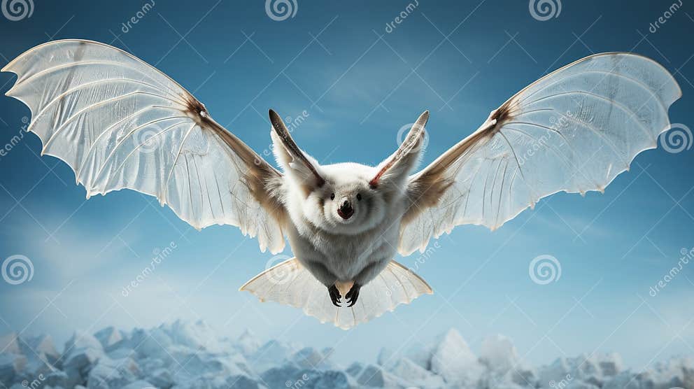 A White Bat with Wings Spread. Generative AI. Stock Photo - Image of ...