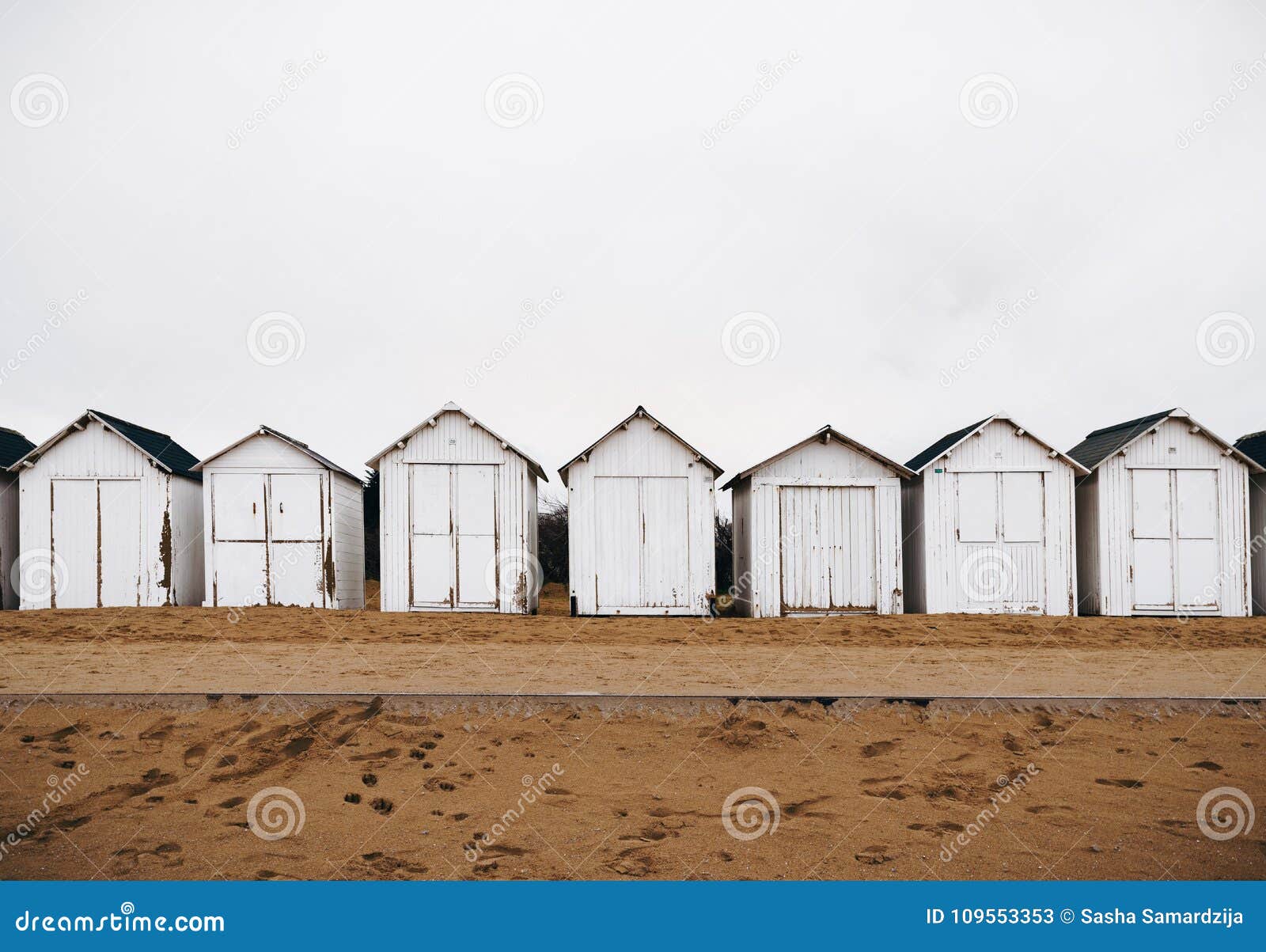 White Bathing Beach Houses in a Row Editorial Stock Photo - Image of ...
