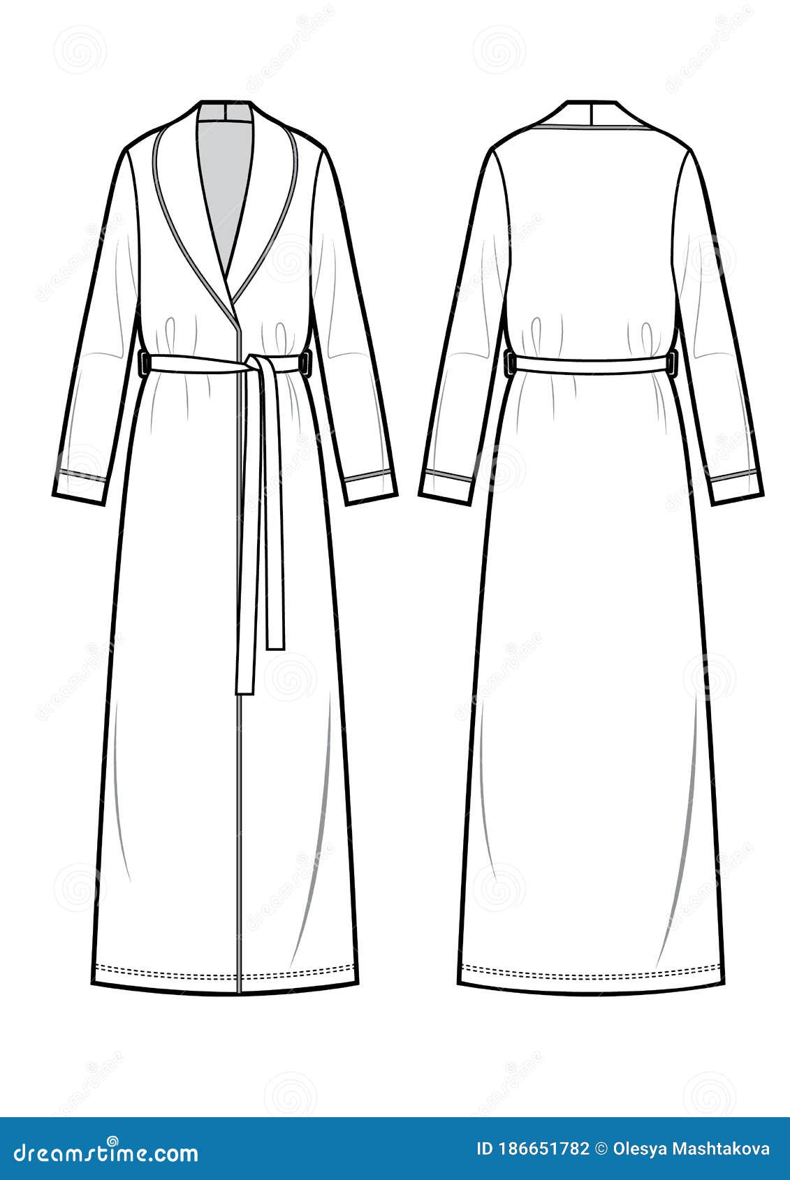 Bathrobe With Hood Technical Drawing Vector. | CartoonDealer.com #150588191