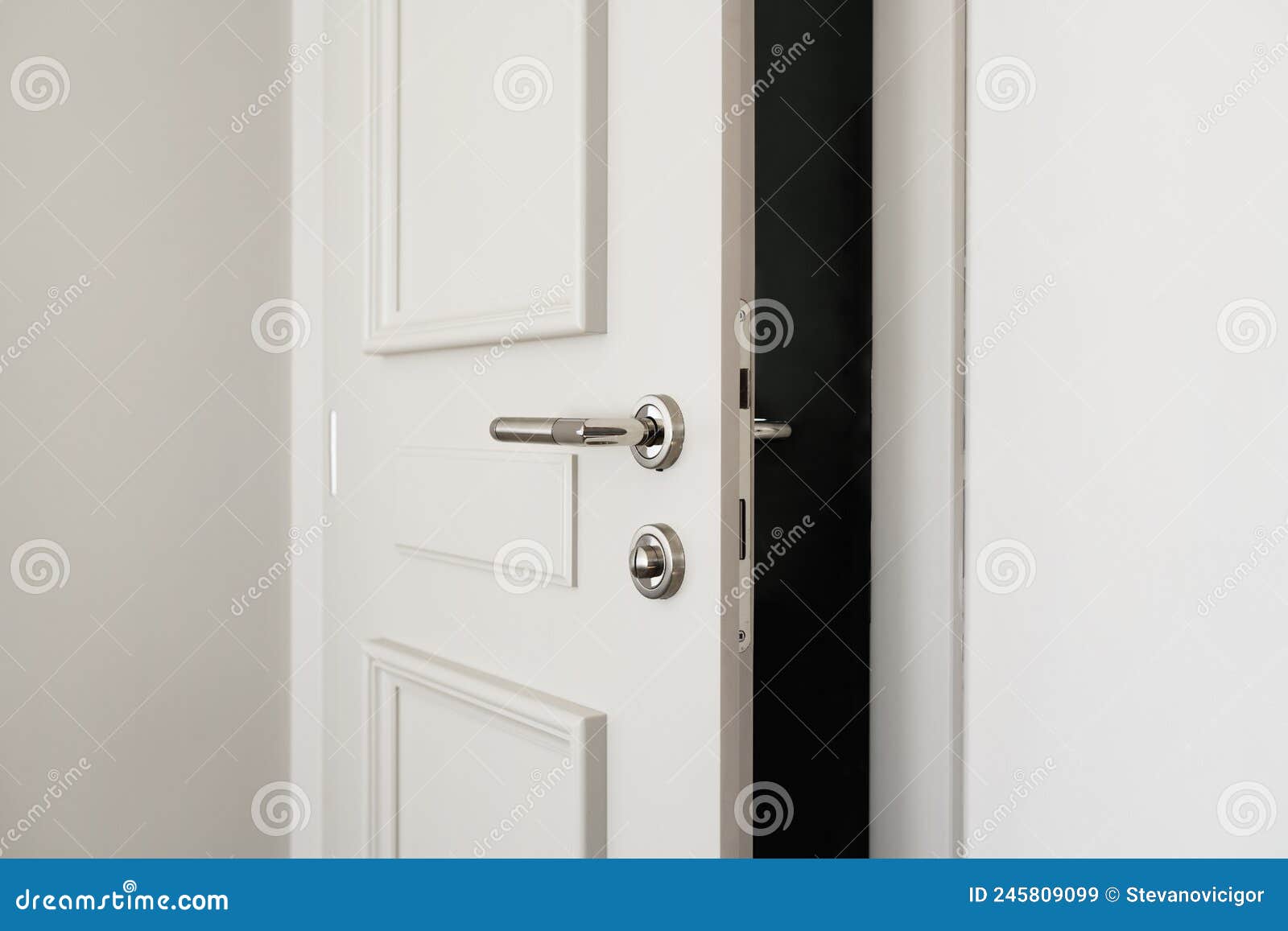 White Bathroom Door Slightly Open or Left Ajar Stock Image - Image of ...