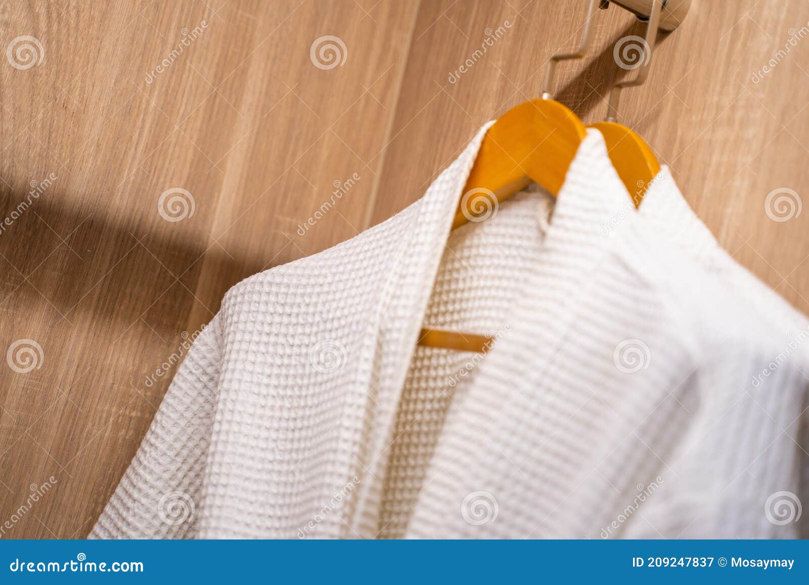 White Bathrope Hang in Wardrobe Stock Image - Image of bathrobe, white ...