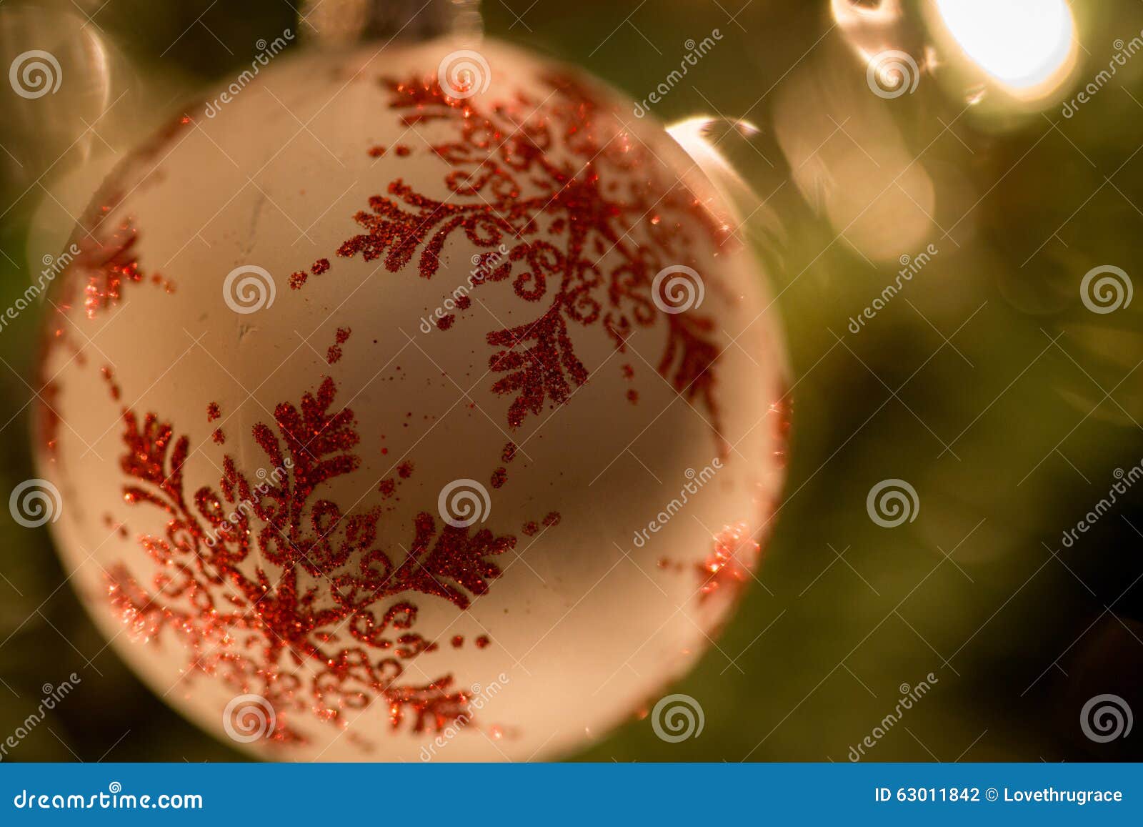 White Bauble with Red Snowflakes Stock Photo - Image of christmas ...