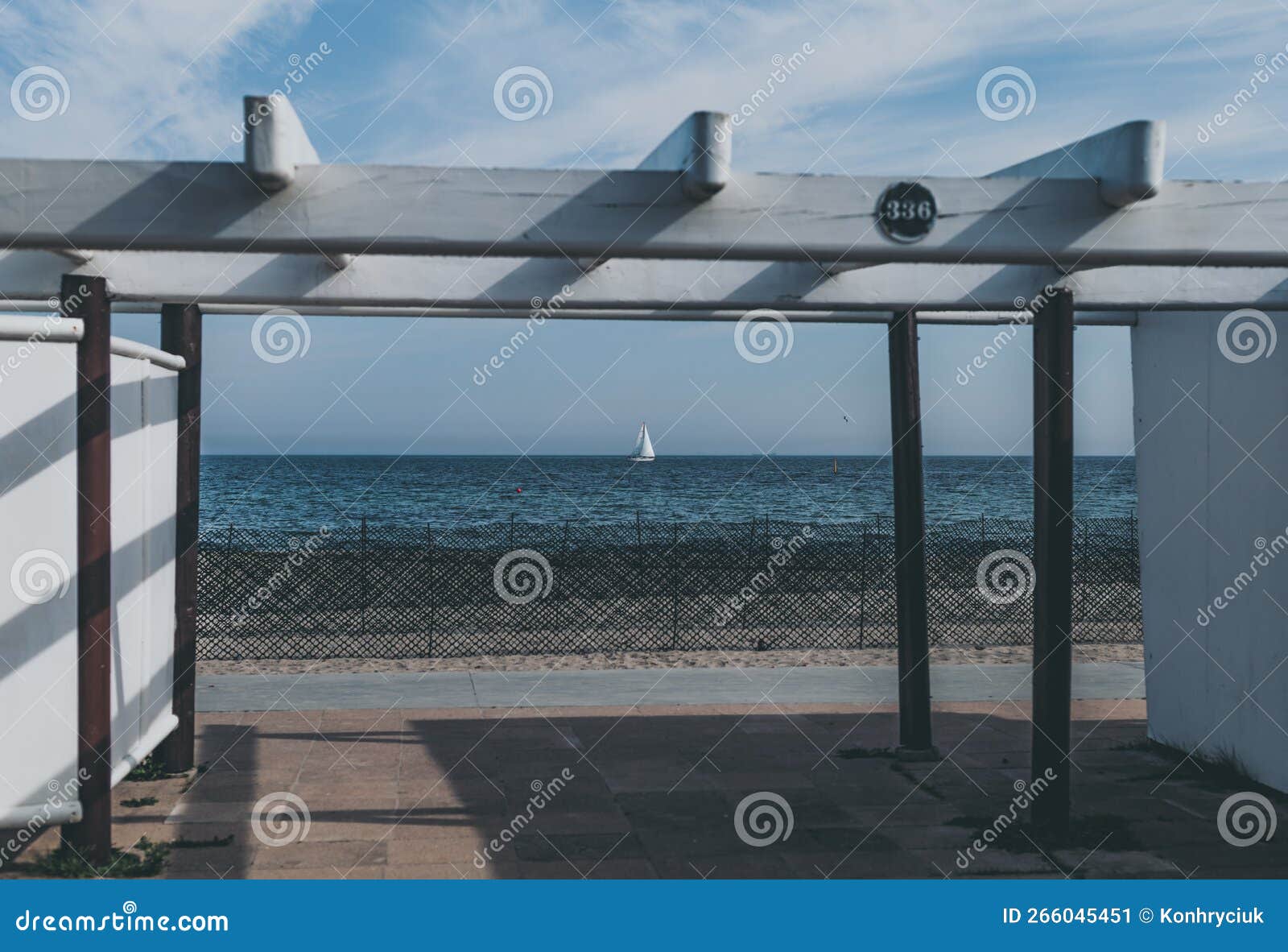 White Beach Buildings with Seascape in the Background Stock Image ...