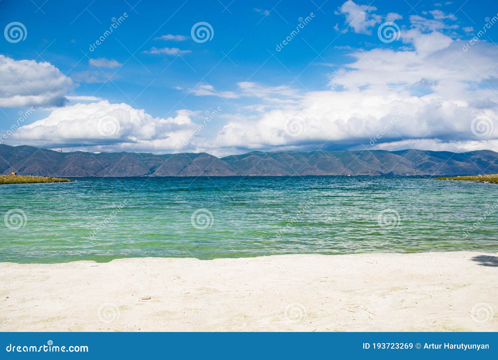 White Beach of Lake Sevan in Armenia Stock Image - Image of clouds ...