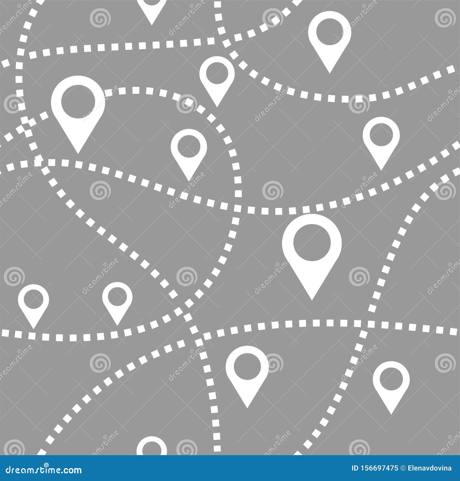 Map, Routes, Beacons, Seamless Pattern, Monochrome, White, Vector ...