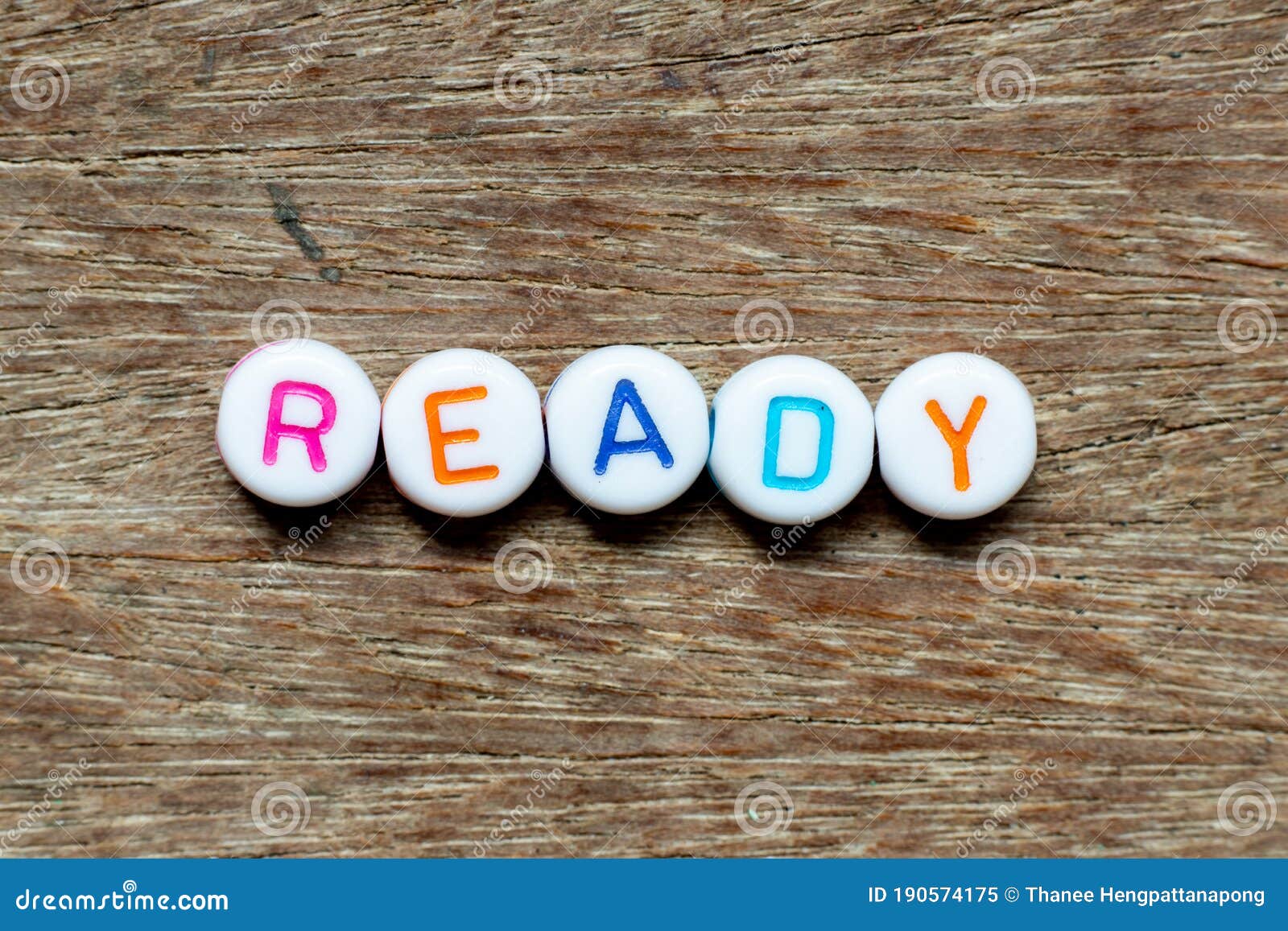 White Bead with Letter in Word Ready on Wood Background Stock Image ...