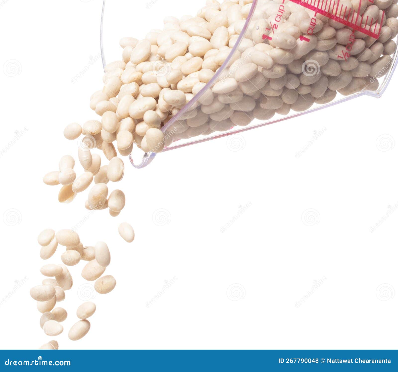 White Bean Fall Down Pour from Measured Cup, White Bean Float Explode ...