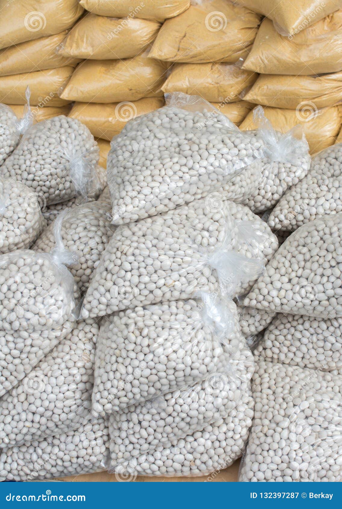 White Beans in Plastic Packaging on Display Stock Image - Image of ...