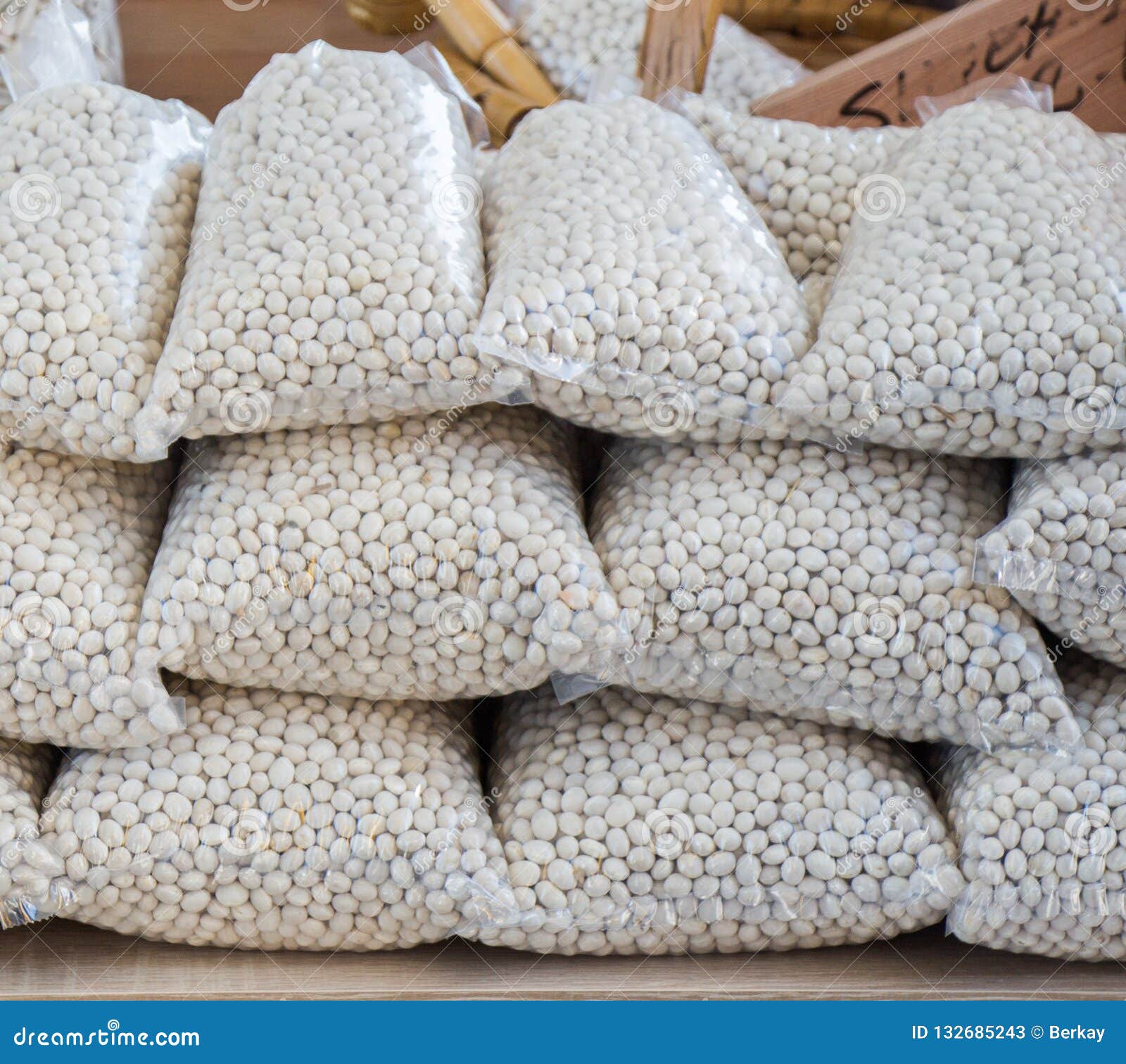 White Beans in Plastic Packaging on Display Stock Image - Image of ...