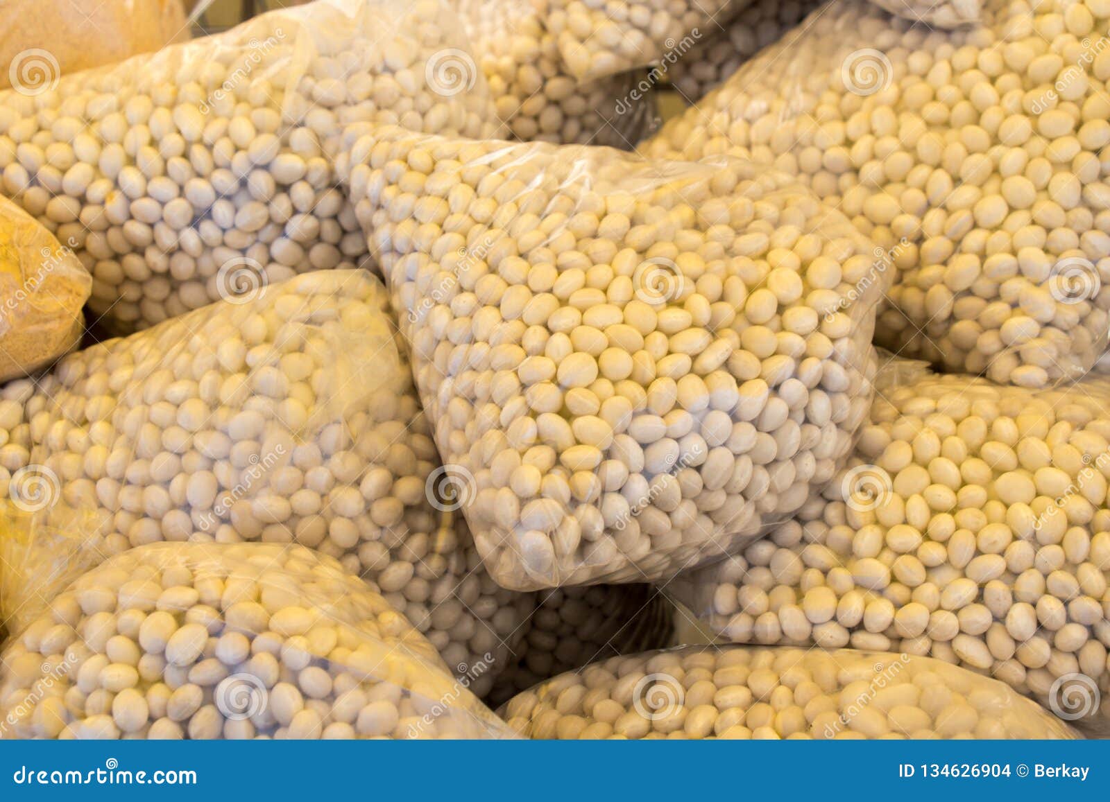 White Beans in Plastic Packaging on Display Stock Photo - Image of ...