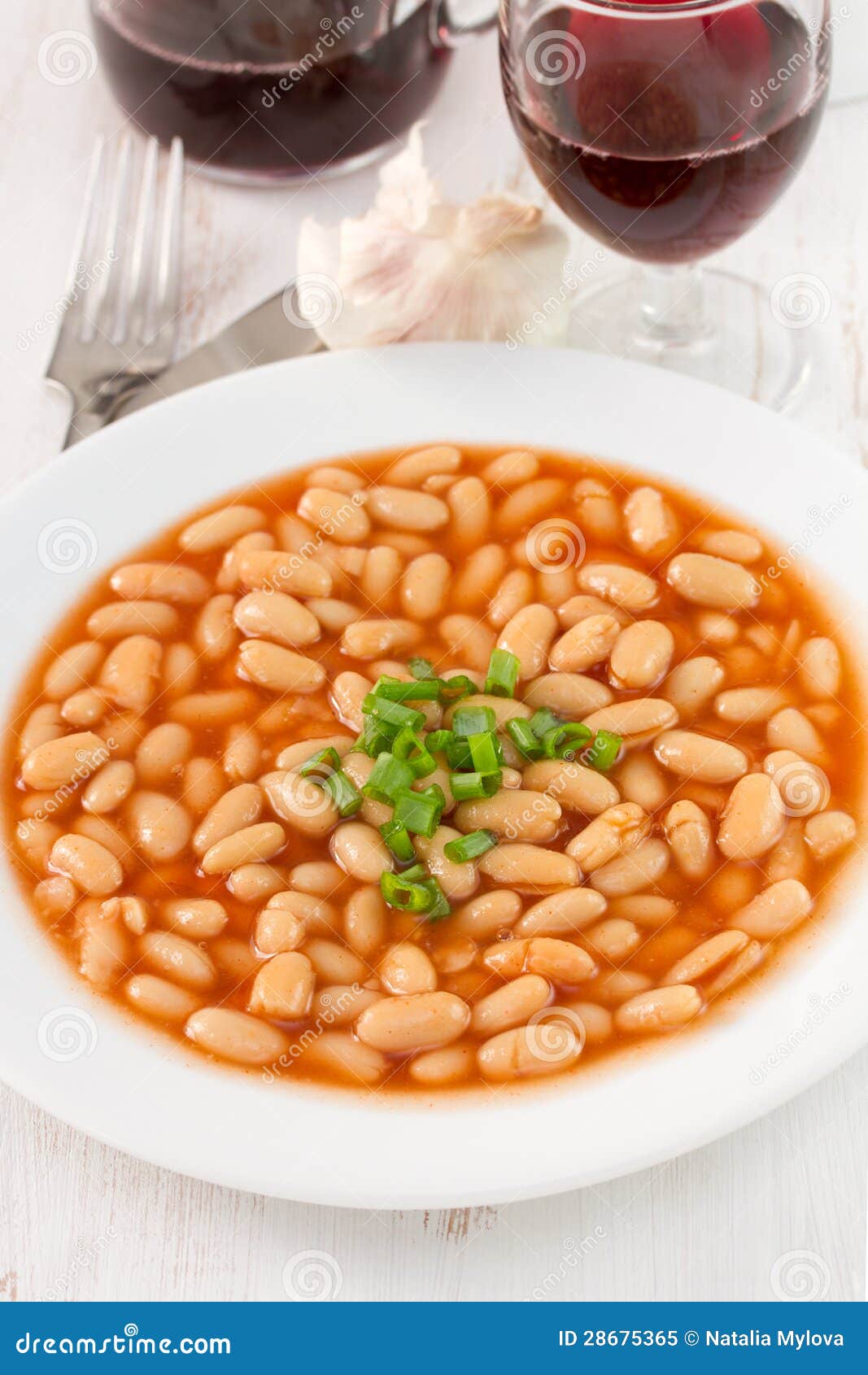 White Beans in Tomato Sauce Stock Image - Image of lunch, wine: 28675365