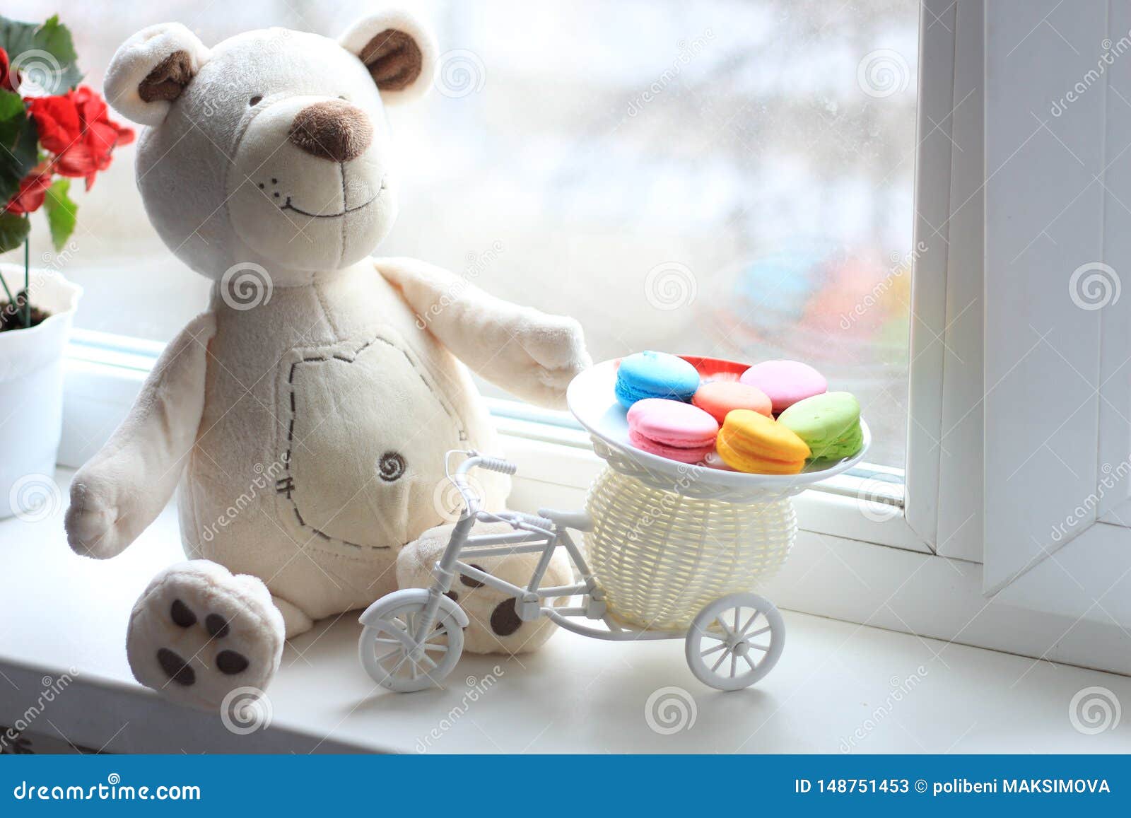 White Bear Sitting on the Window Stock Image - Image of grain ...