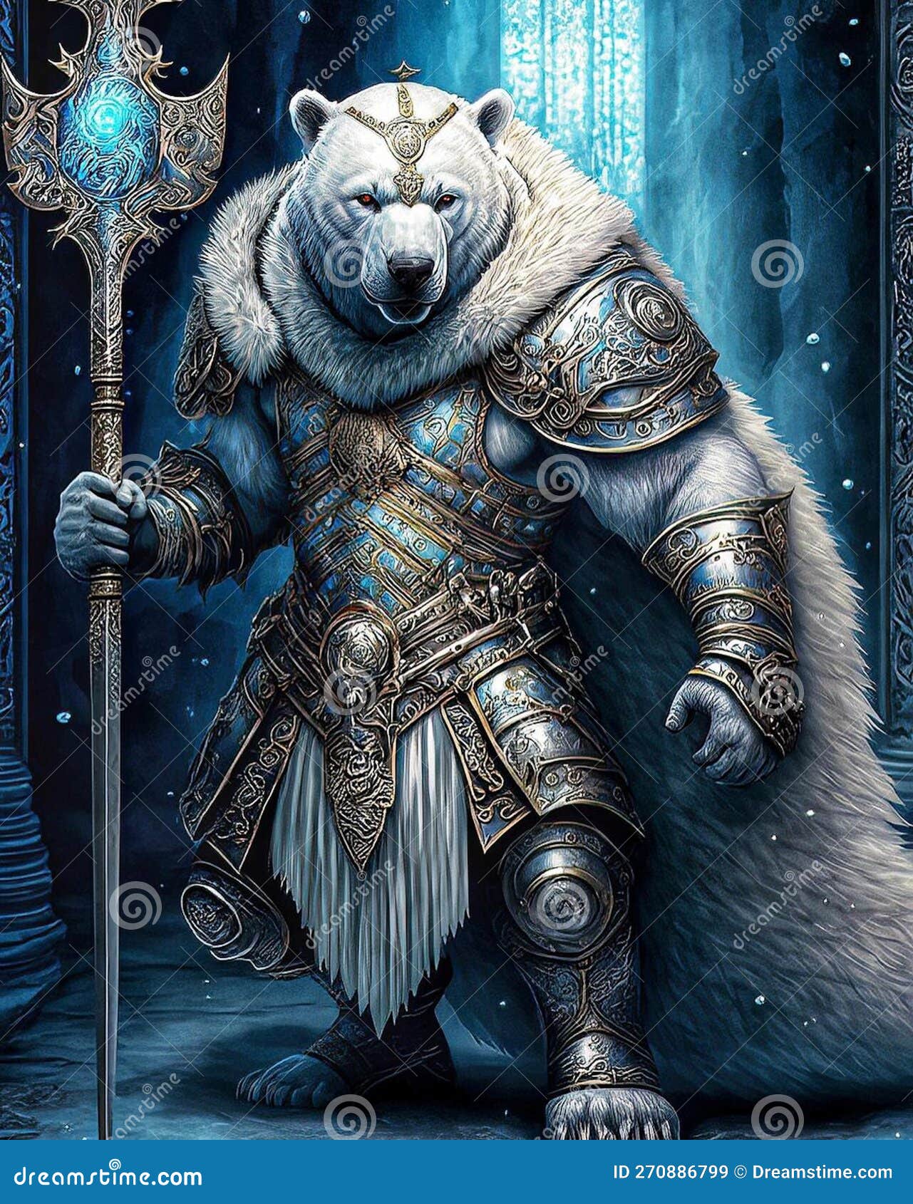 White Bear with Gold War Costume Stock Illustration - Illustration of ...