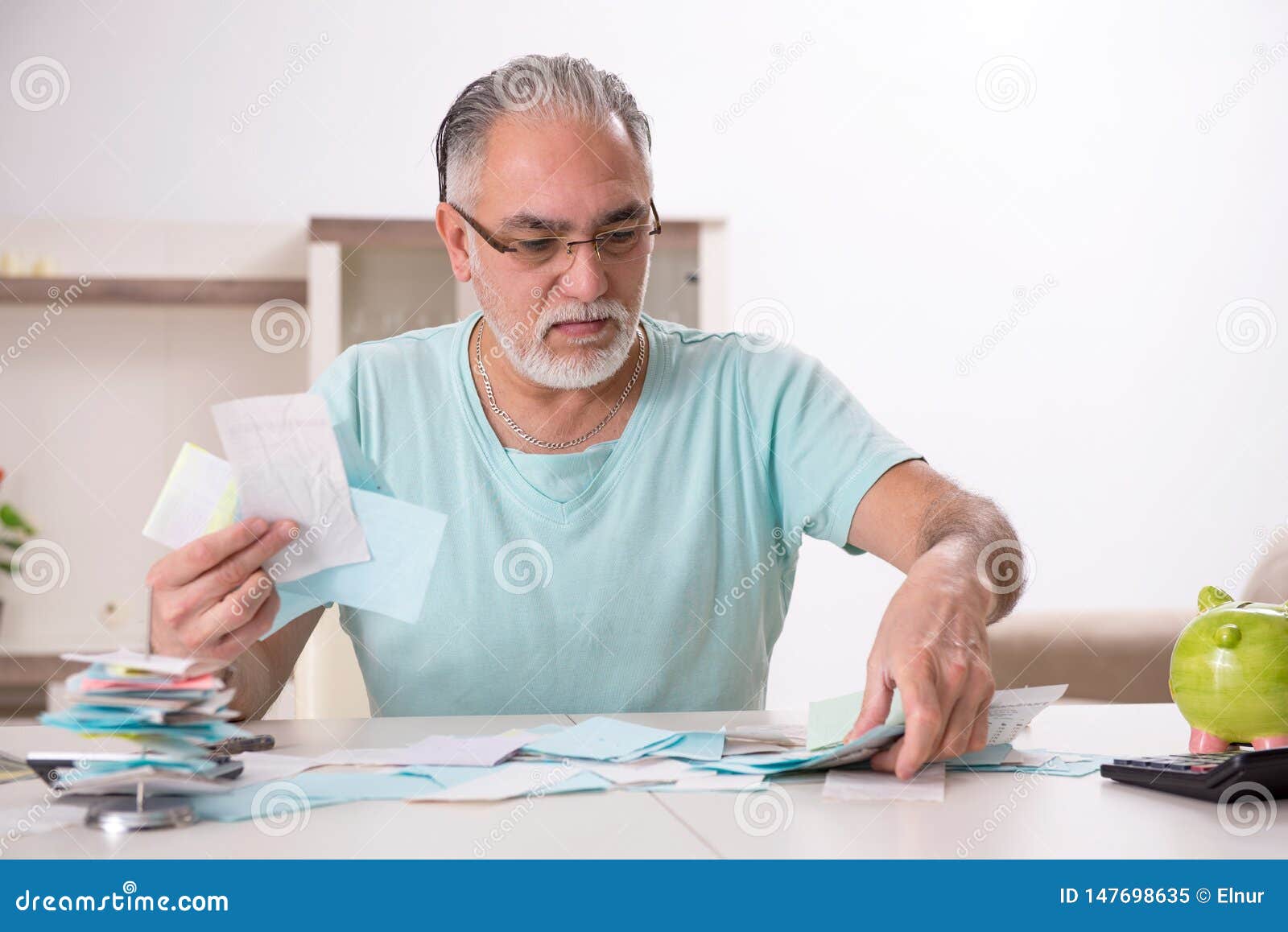 The White Bearded Old Man in Budget Planning Concept Stock Image ...