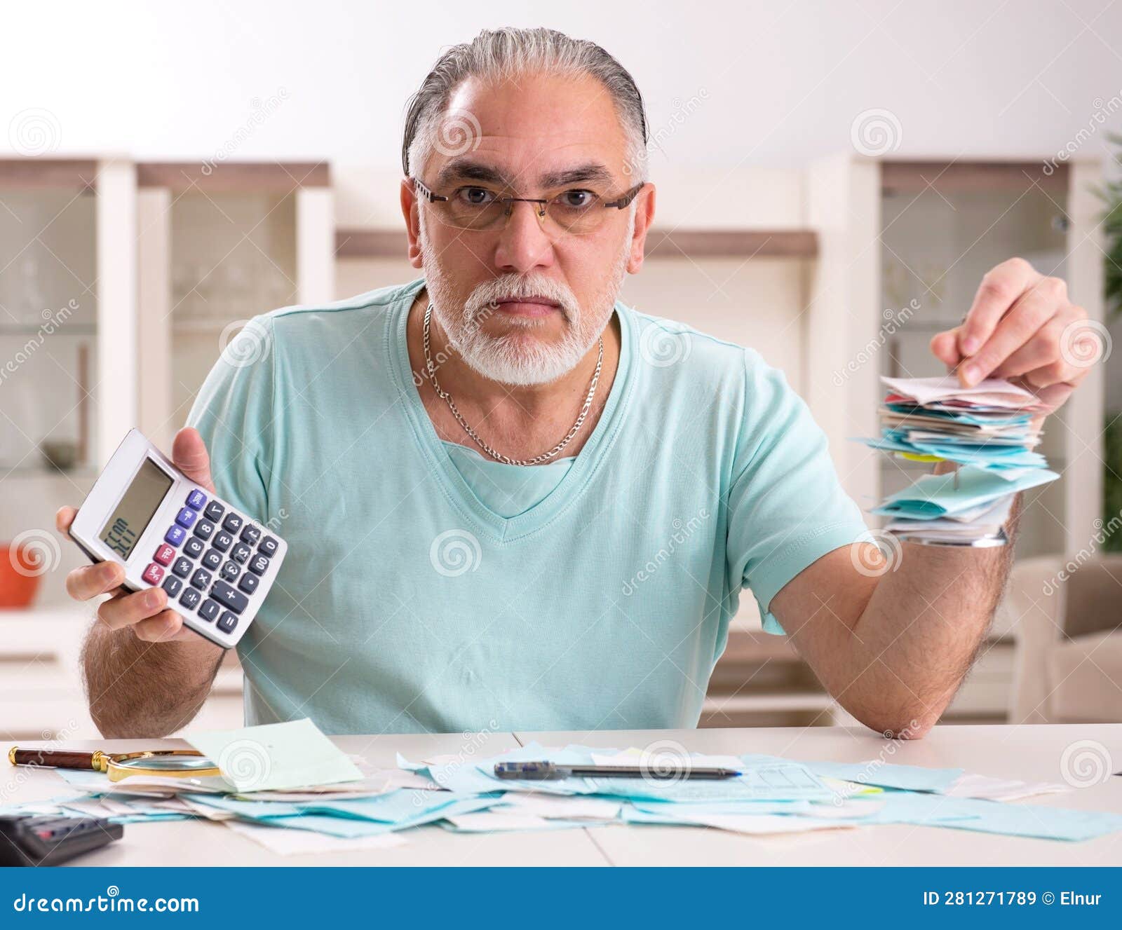 White Bearded Old Man in Budget Planning Concept Stock Image - Image of ...