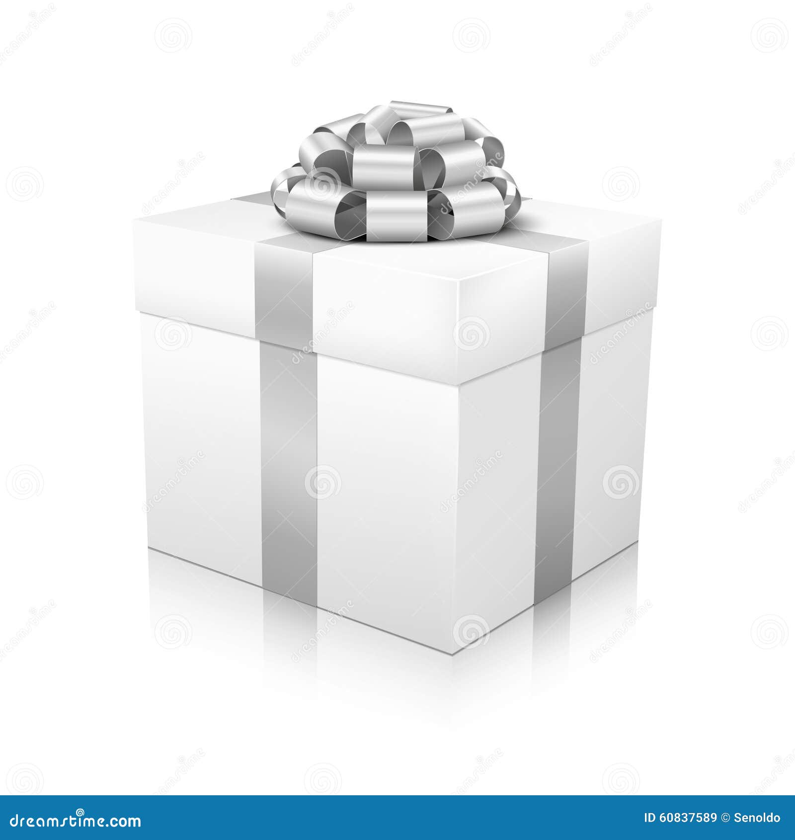 White Beautiful Vector Gift Box with Silver Coloured Elegant Corded ...