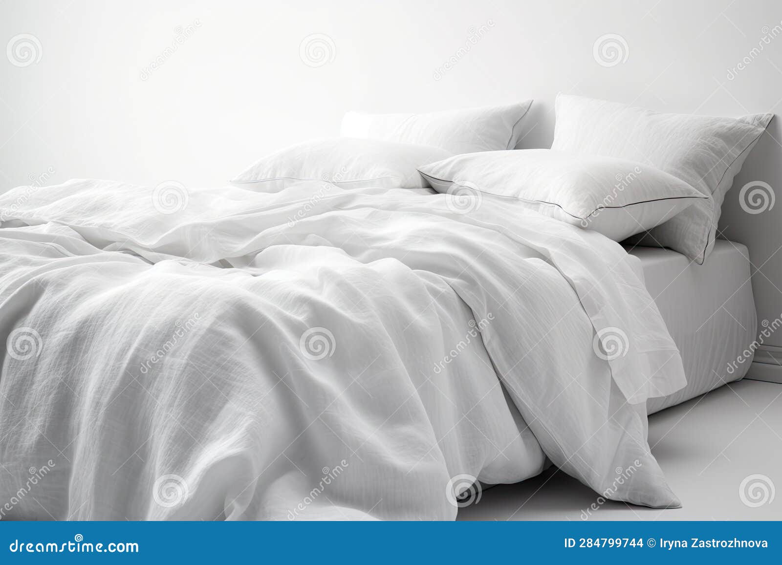 White Bed Clean Linen on a White Background Stock Illustration ...