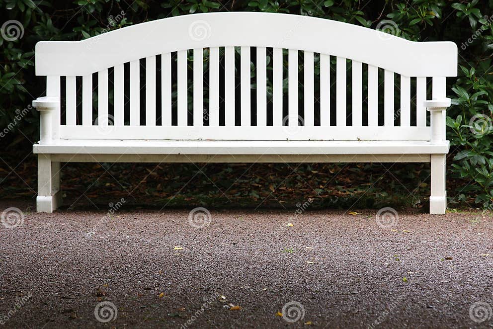 White bench in garden stock photo. Image of stone, sweden - 6051628