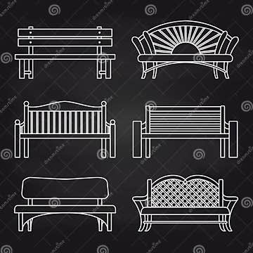 White Bench Line Design on Blackboard Stock Vector - Illustration of ...