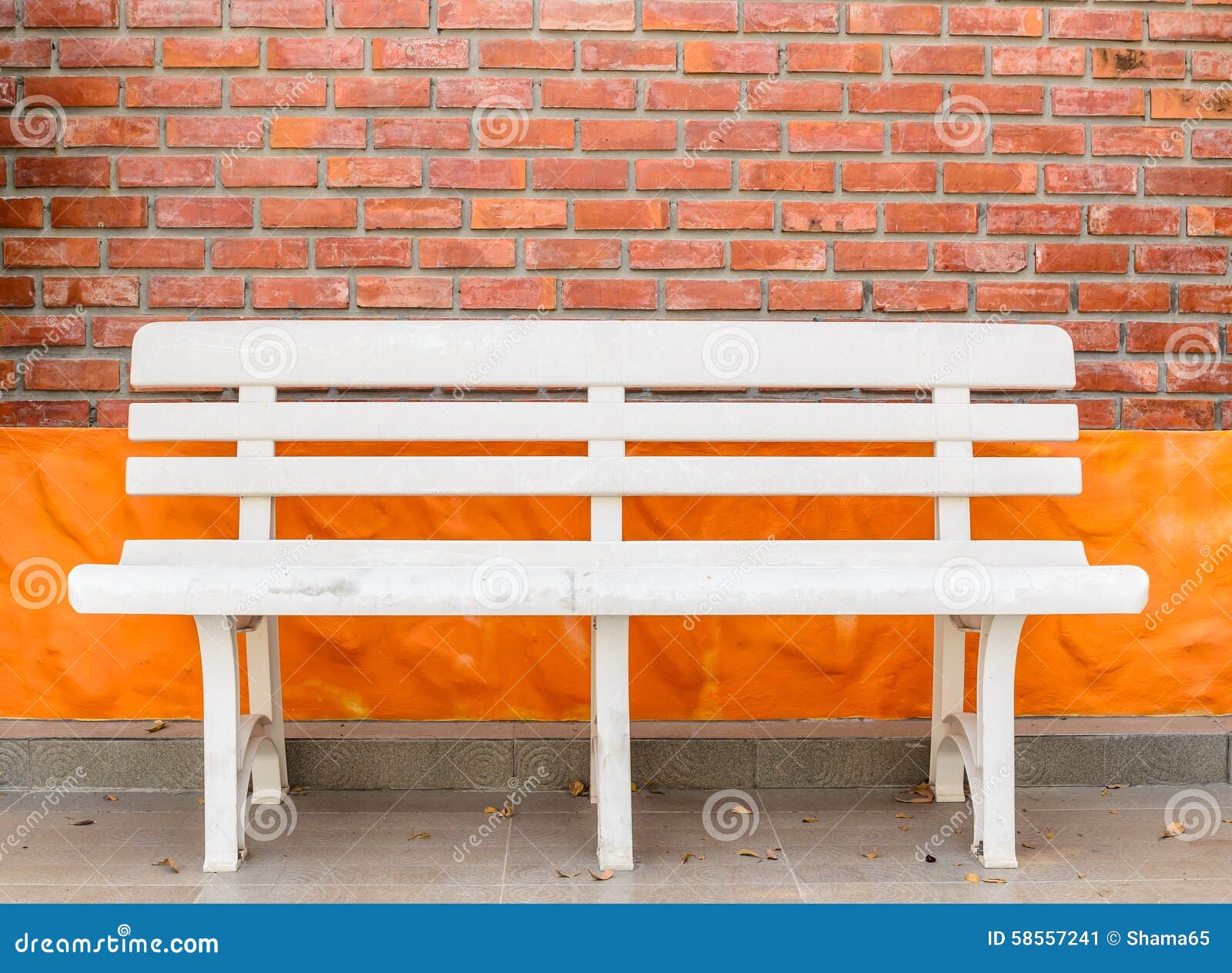 White Bench with Stone Background Stock Image - Image of background ...