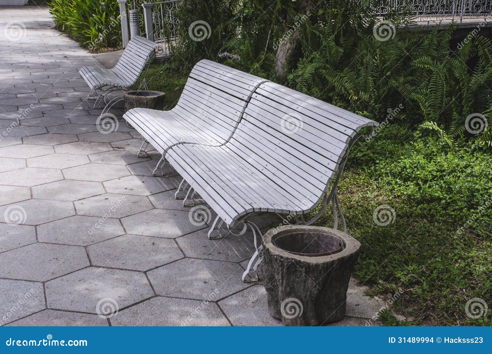 White Bench Under Tree on the Garden Stock Photo - Image of live, bench ...